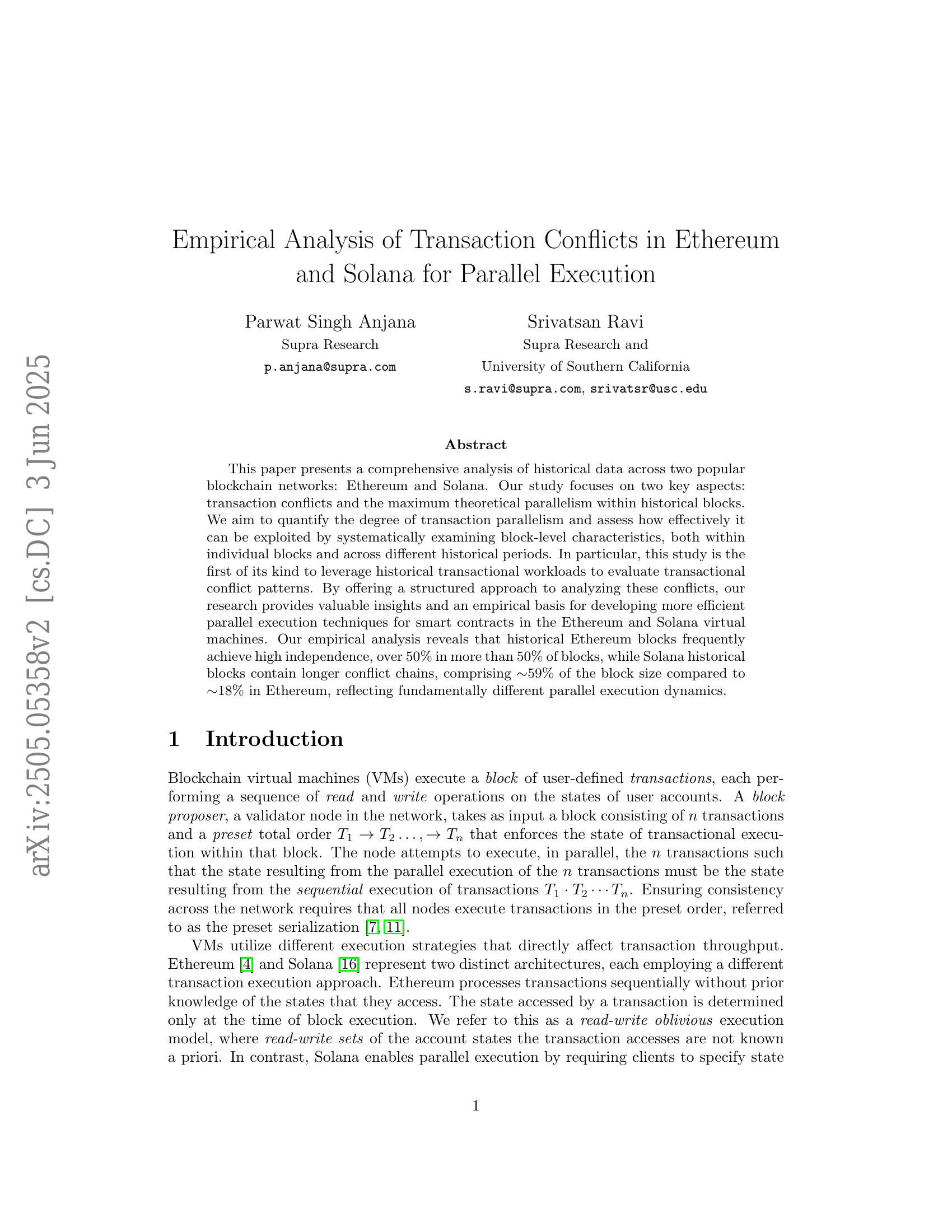 Empirical Analysis of Transaction Conflicts in Ethereum and Solana for ...