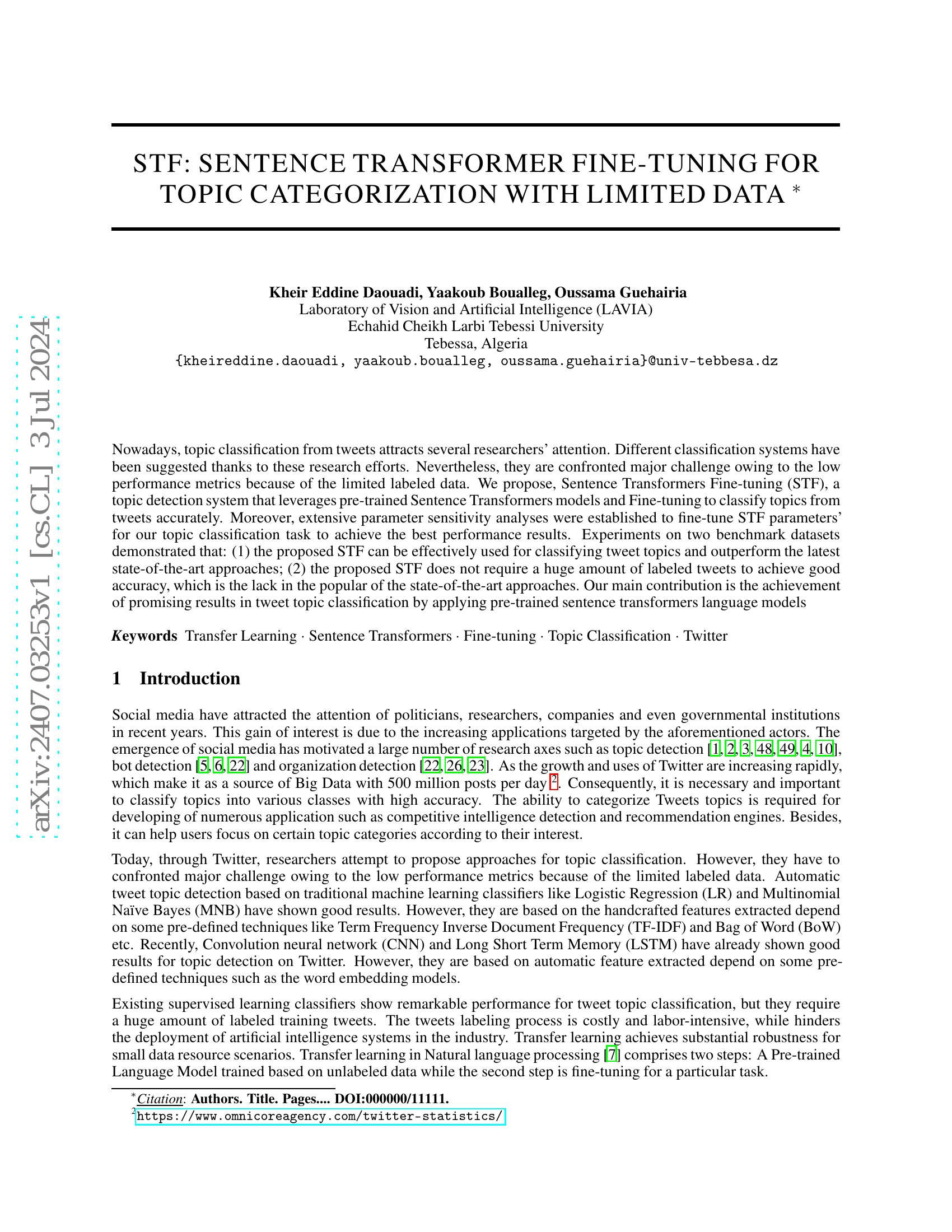 STF: Sentence Transformer Fine-Tuning For Topic Categorization With ...