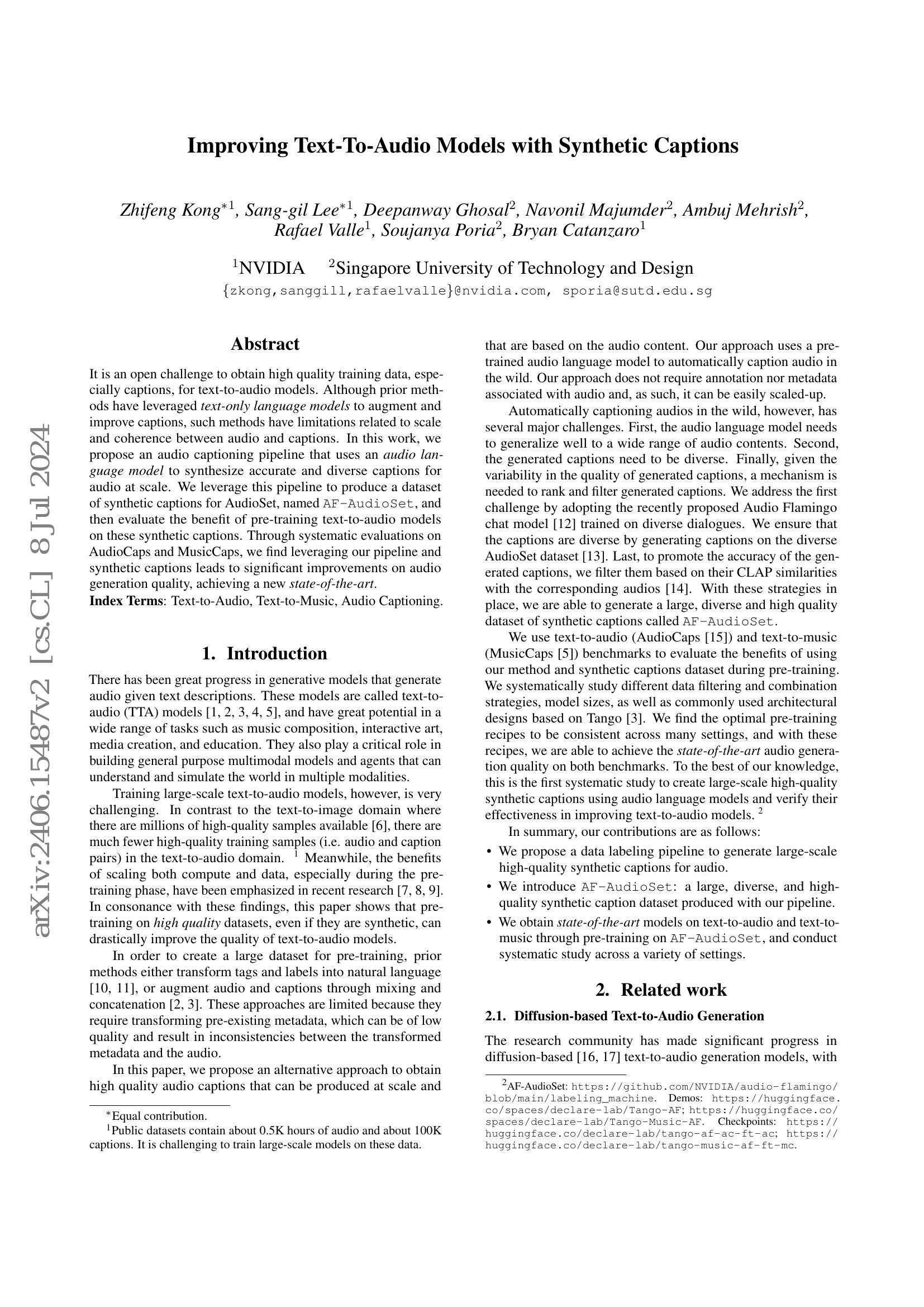 Improving Text-To-Audio Models with Synthetic Captions - 智源社区论文