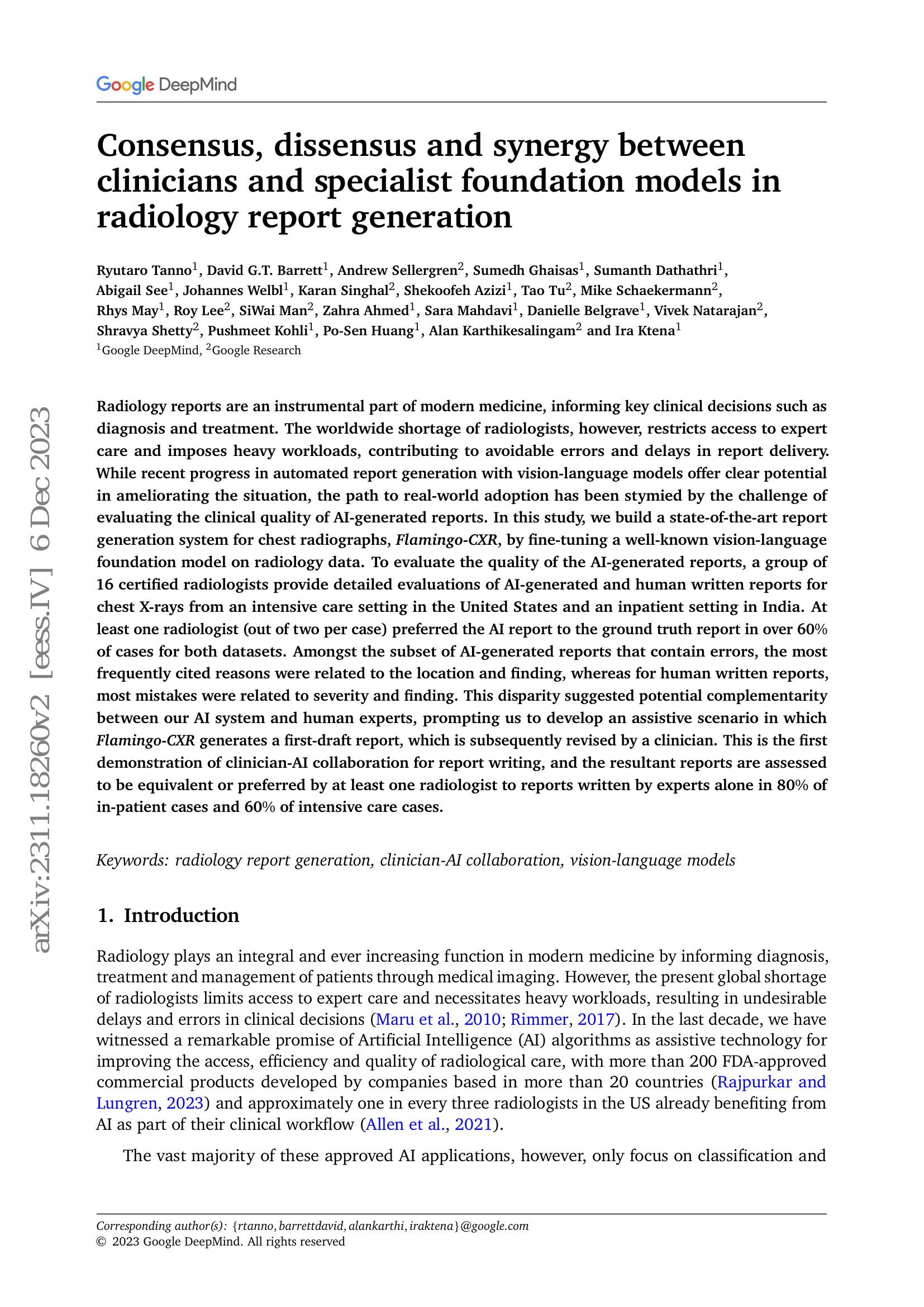 Consensus, dissensus and synergy between clinicians and specialist ...