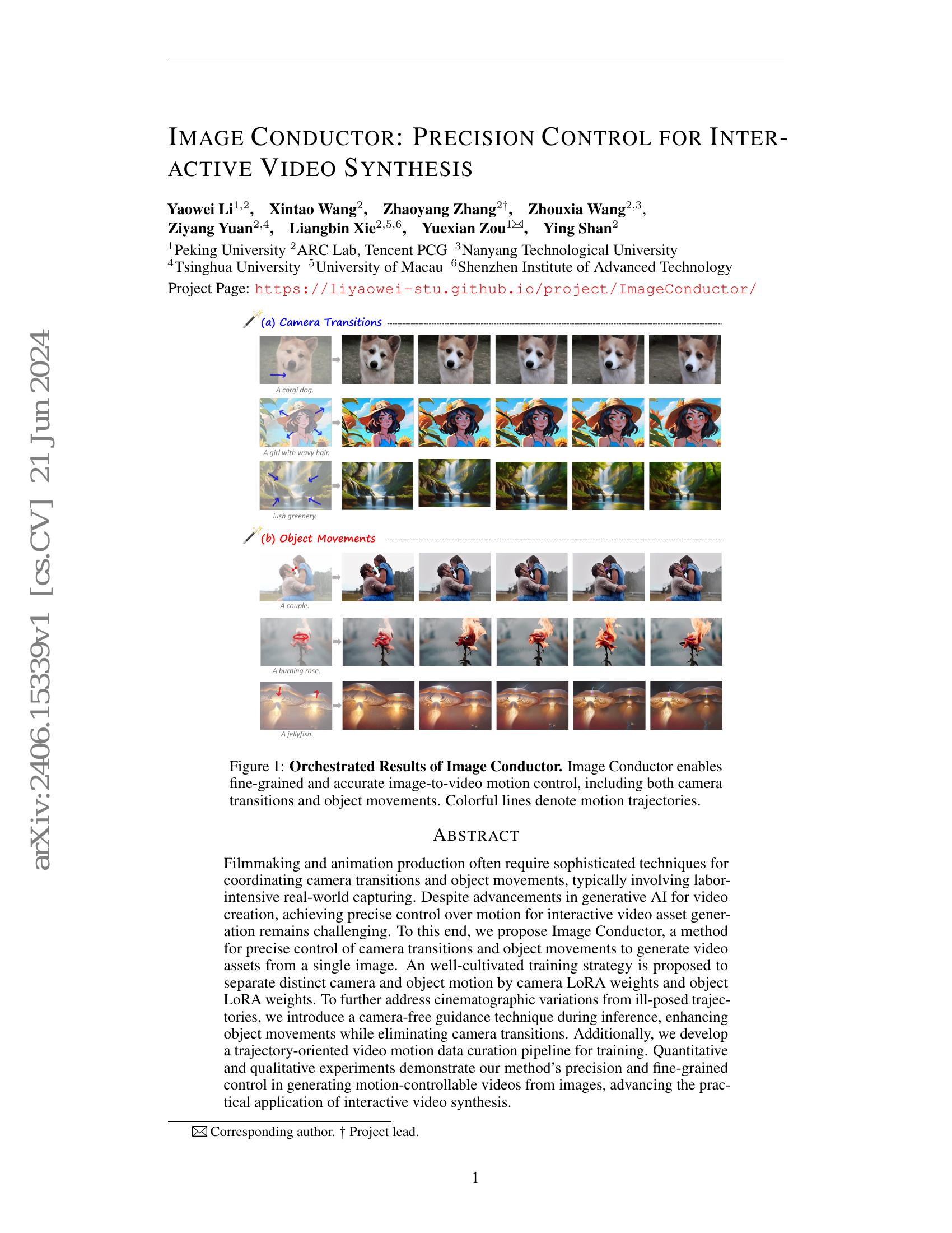 Image Conductor: Precision Control for Interactive Video Synthesis - 智源社区论文