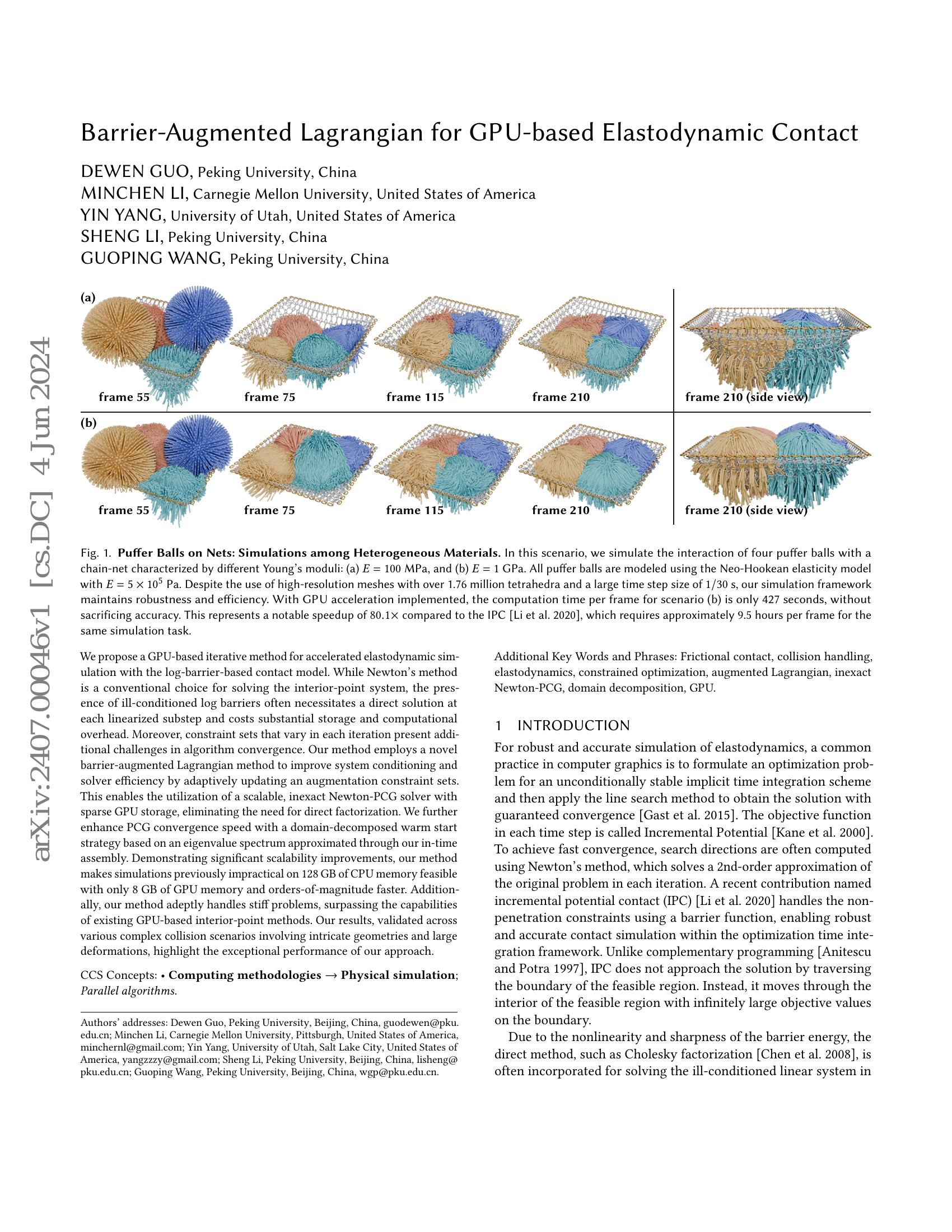 Barrier-Augmented Lagrangian for GPU-based Elastodynamic Contact - 智源社区论文