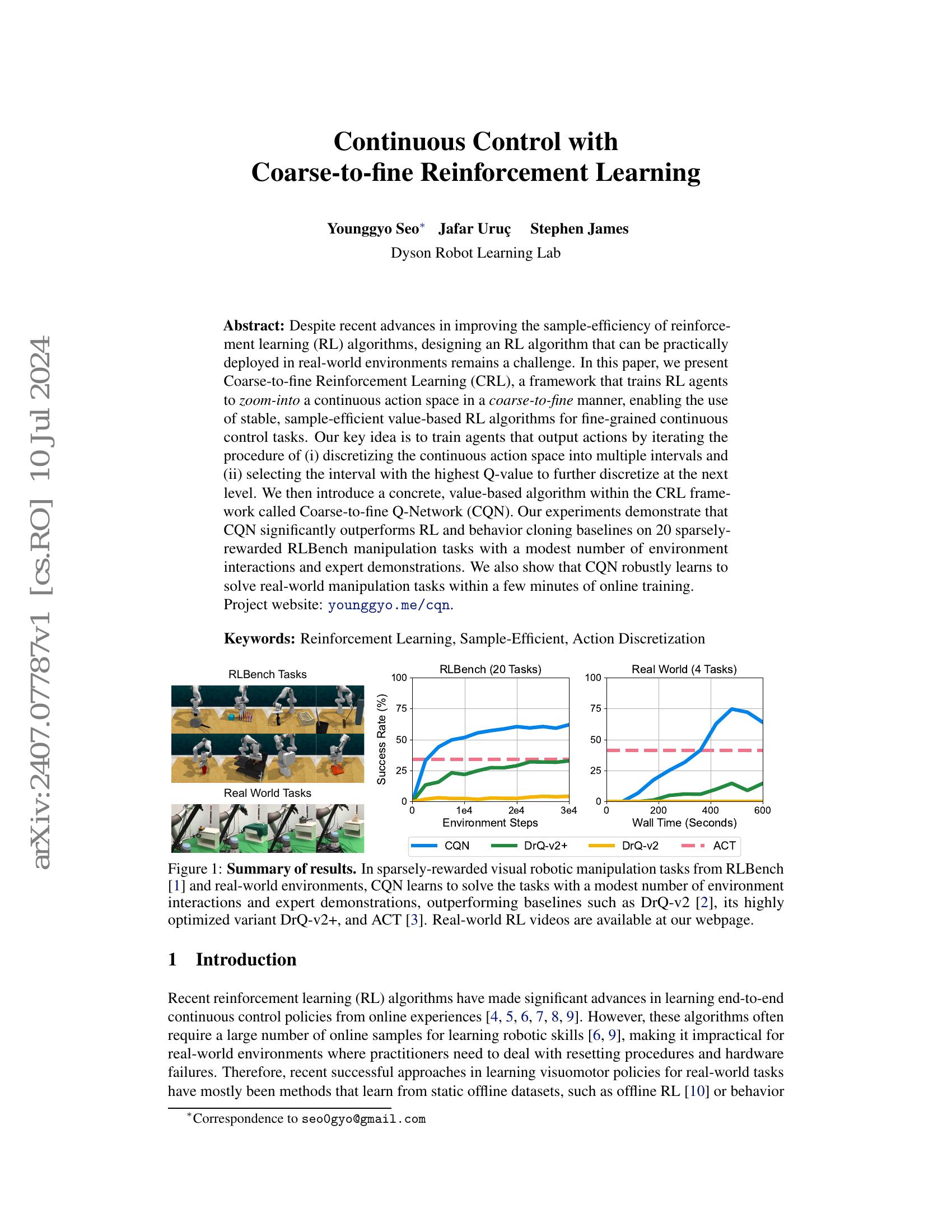 Continuous Control with Coarse-to-fine Reinforcement Learning - 智源社区论文