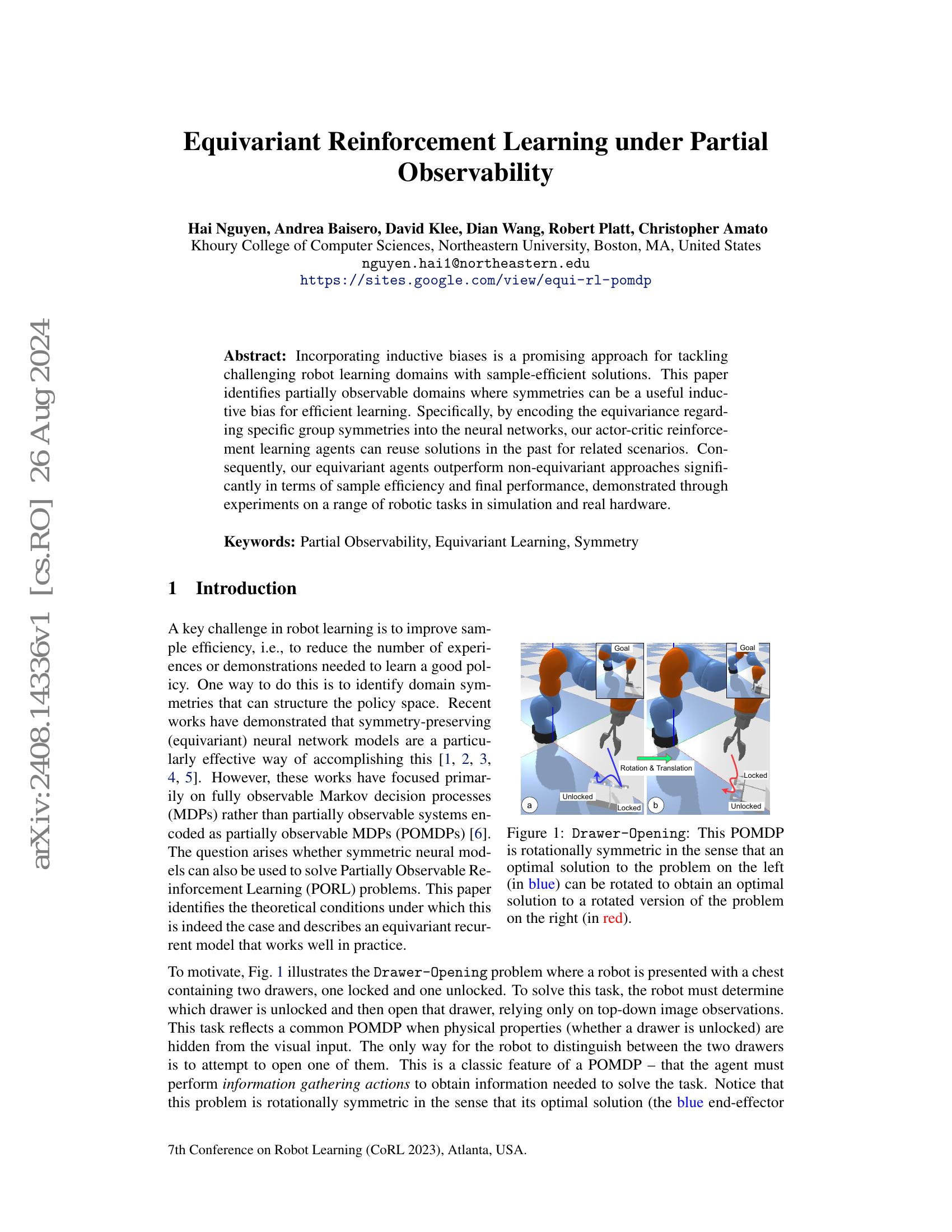 Equivariant Reinforcement Learning under Partial Observability - 智源社区论文