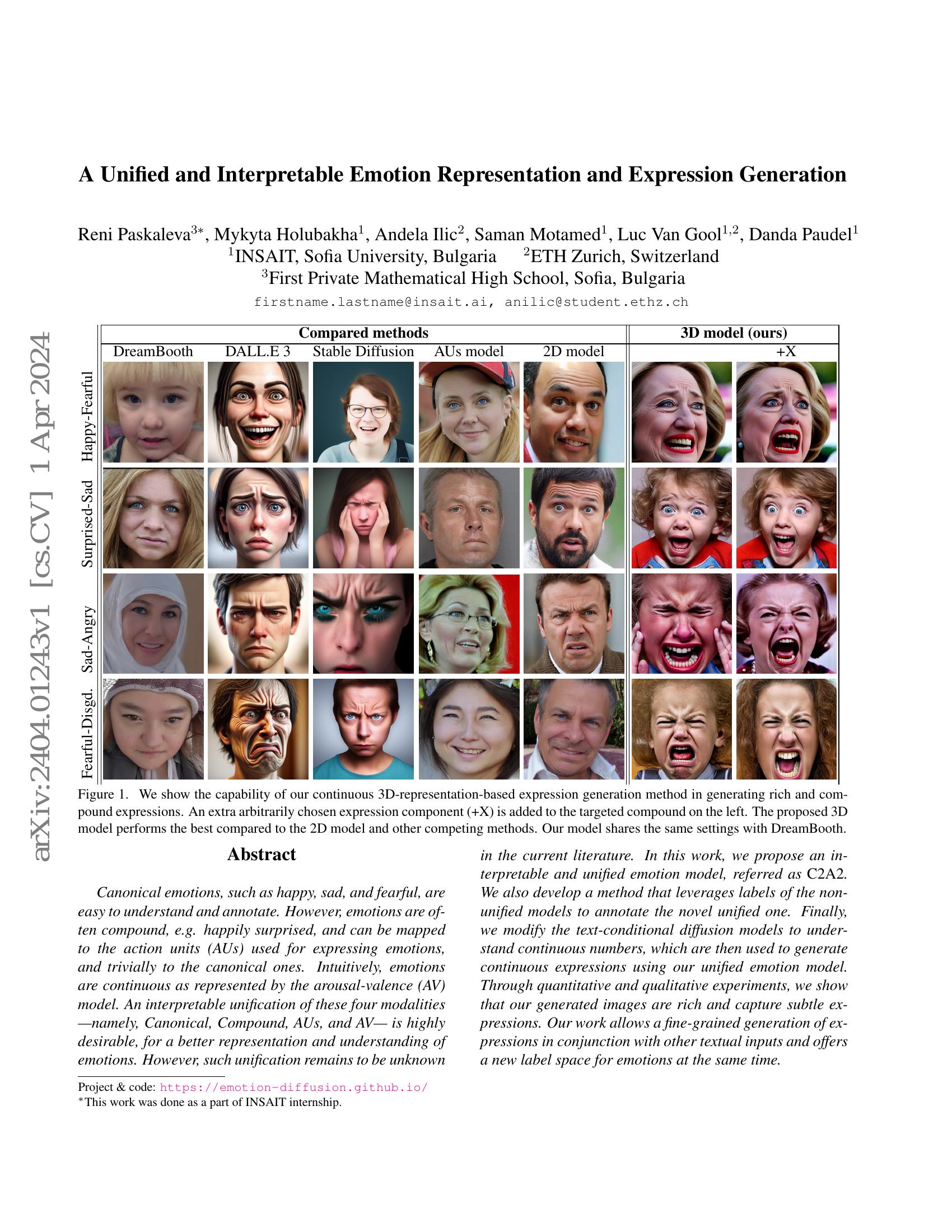 A Unified and Interpretable Emotion Representation and Expression Generation - 智源社区论文