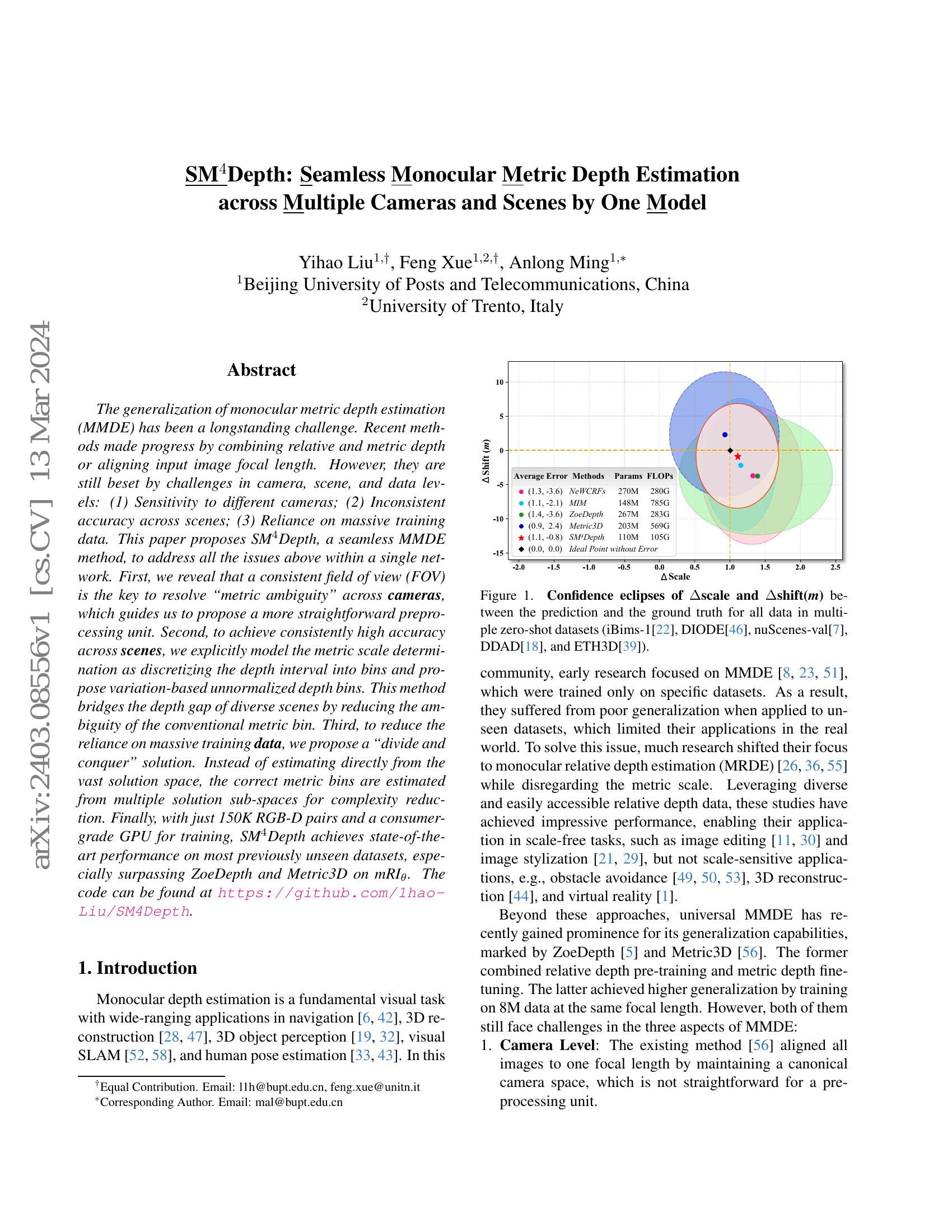 SM4Depth: Seamless Monocular Metric Depth Estimation across Multiple ...