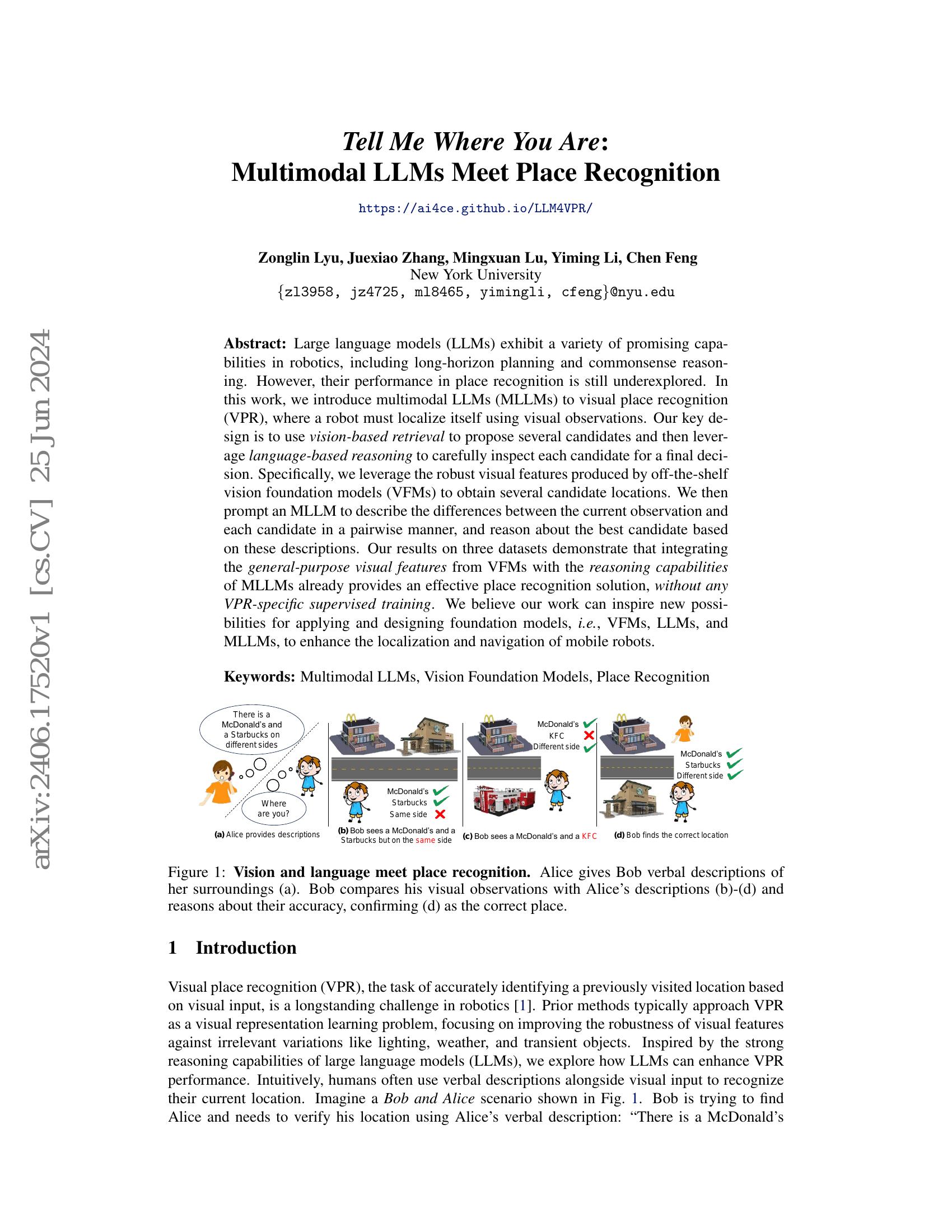 Tell Me Where You Are: Multimodal LLMs Meet Place Recognition - 智源社区论文
