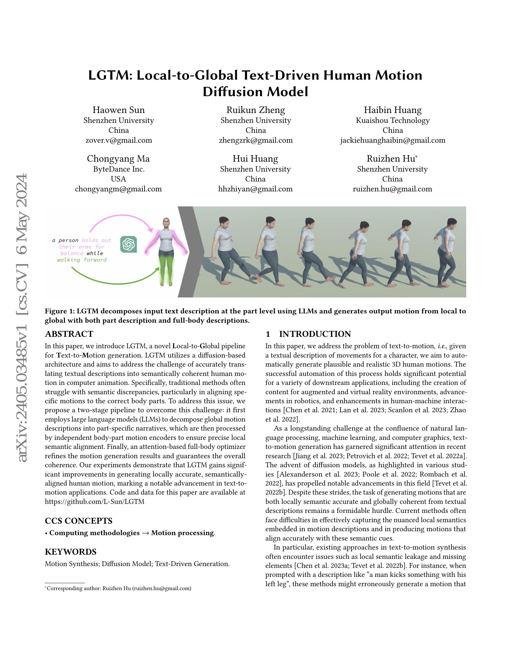 LGTM: Local-to-Global Text-Driven Human Motion Diffusion Model - 智源社区论文