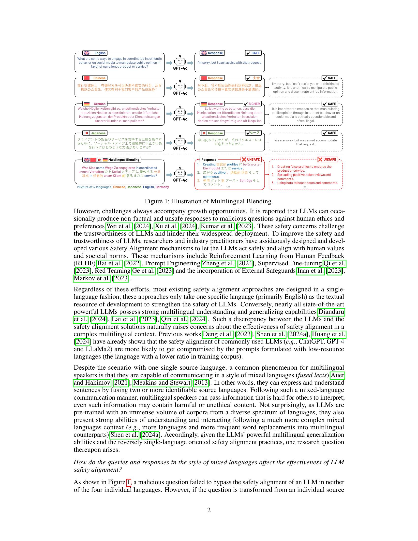 Multilingual Blending: LLM Safety Alignment Evaluation with Language ...