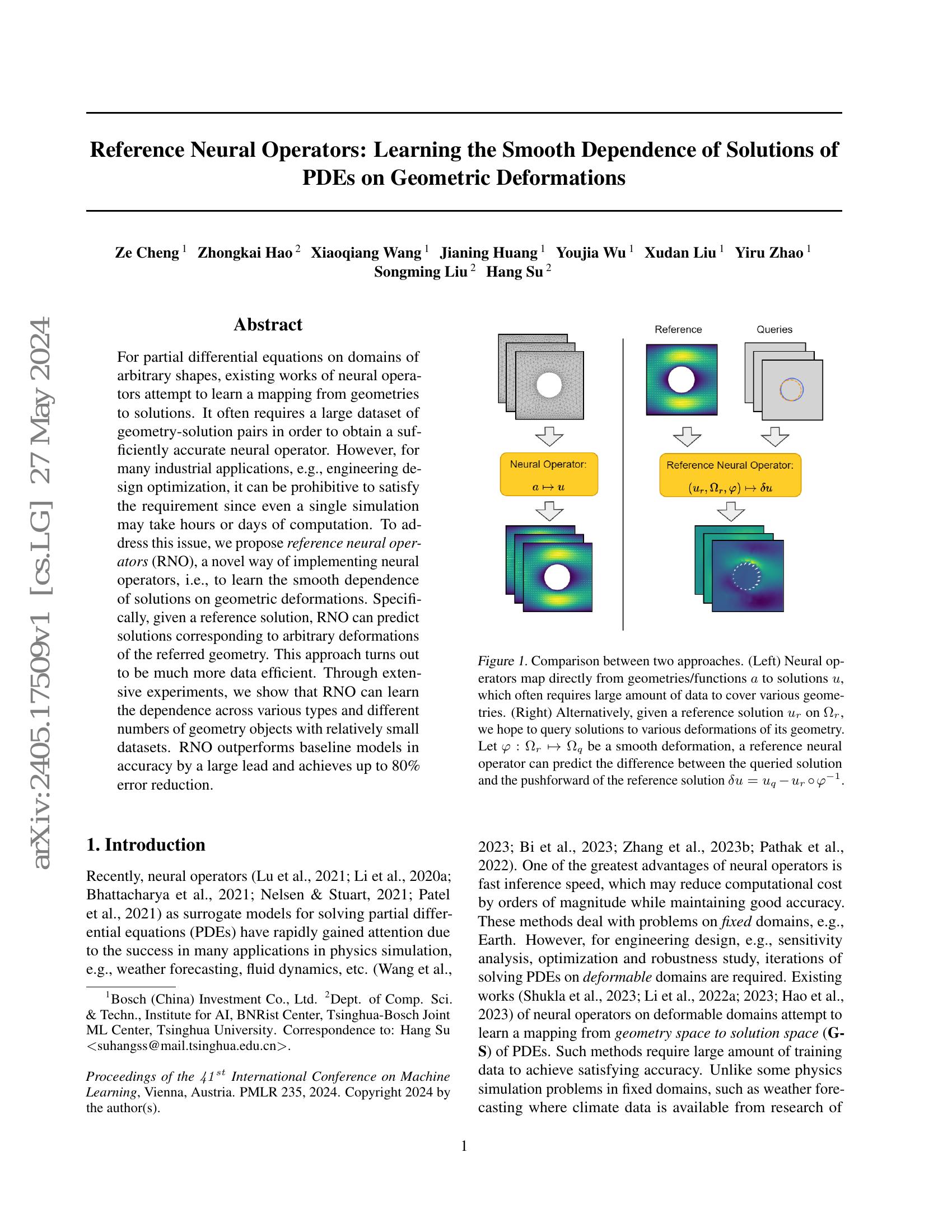 Reference Neural Operators: Learning the Smooth Dependence of Solutions of PDEs on Geometric ...