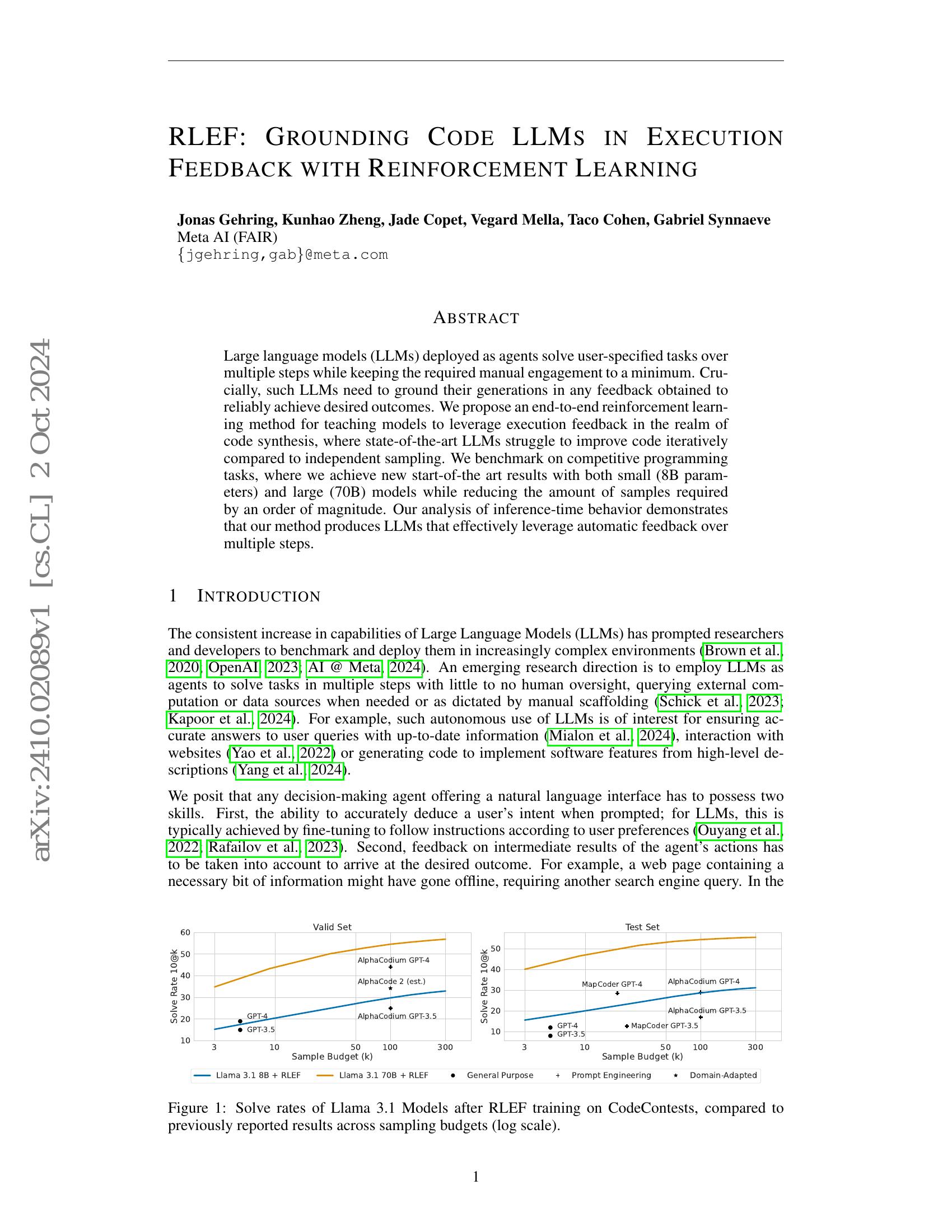 RLEF: Grounding Code LLMs in Execution Feedback with Reinforcement ...