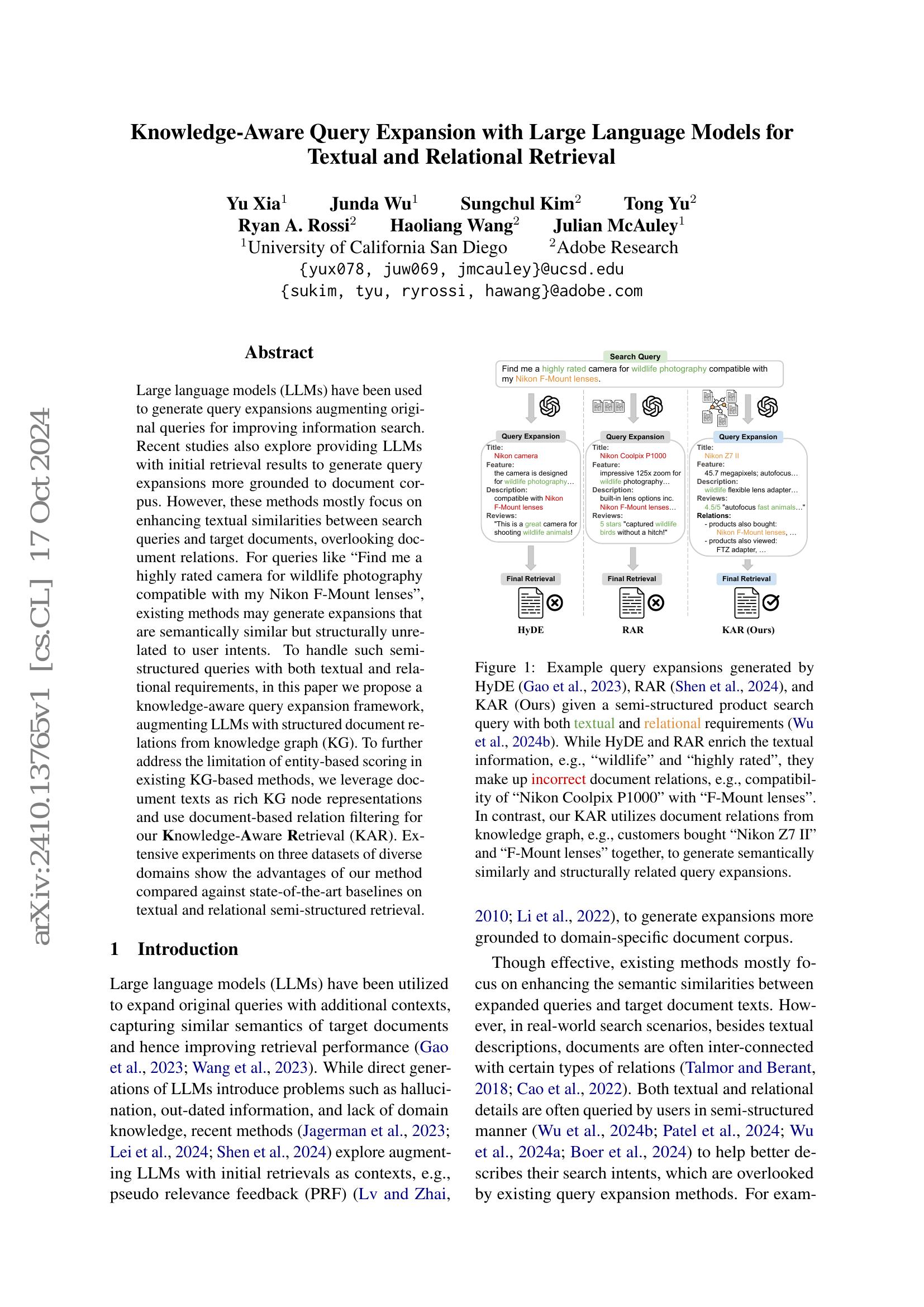 Knowledge-Aware Query Expansion with Large Language Models for Textual and Relational Retrieval ...