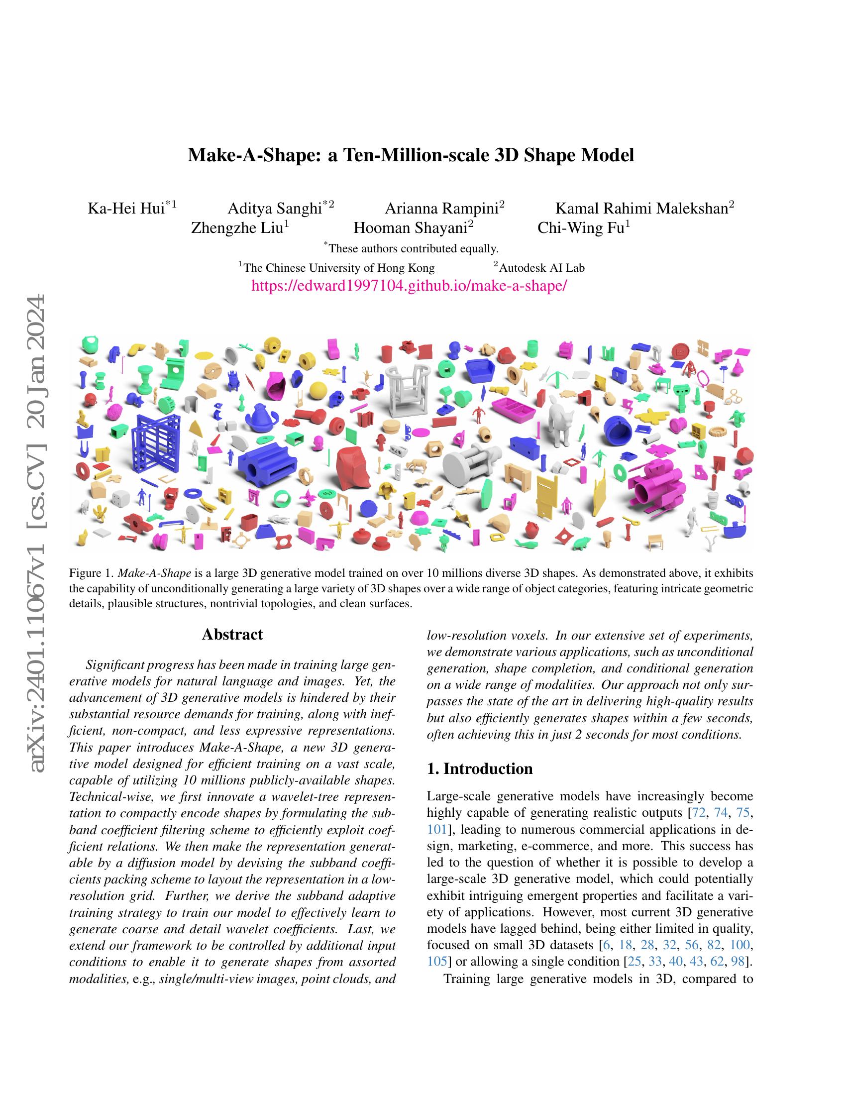Make-A-Shape: a Ten-Million-scale 3D Shape Model - 智源社区论文