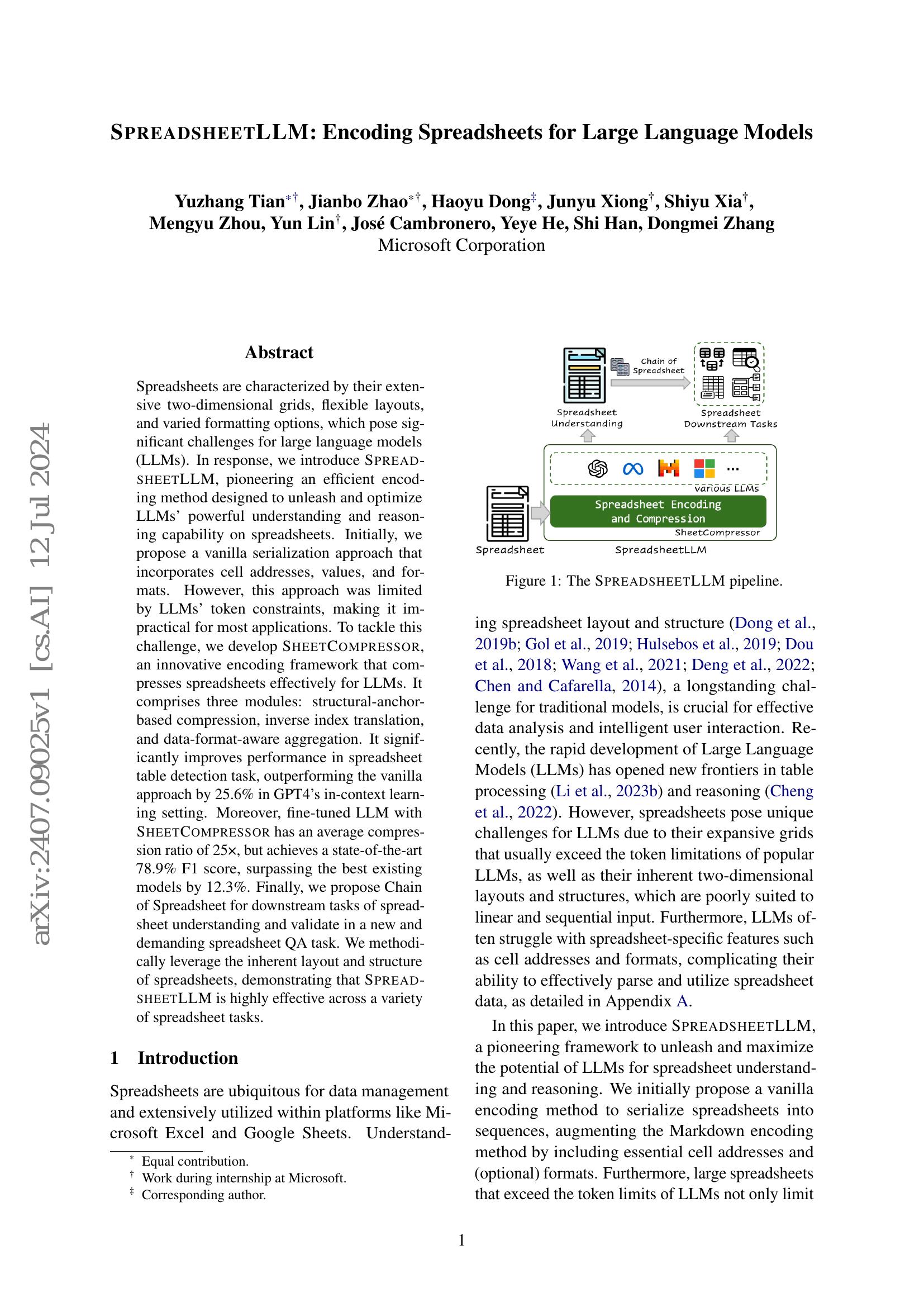 SpreadsheetLLM: Encoding Spreadsheets for Large Language Models - 智源社区论文