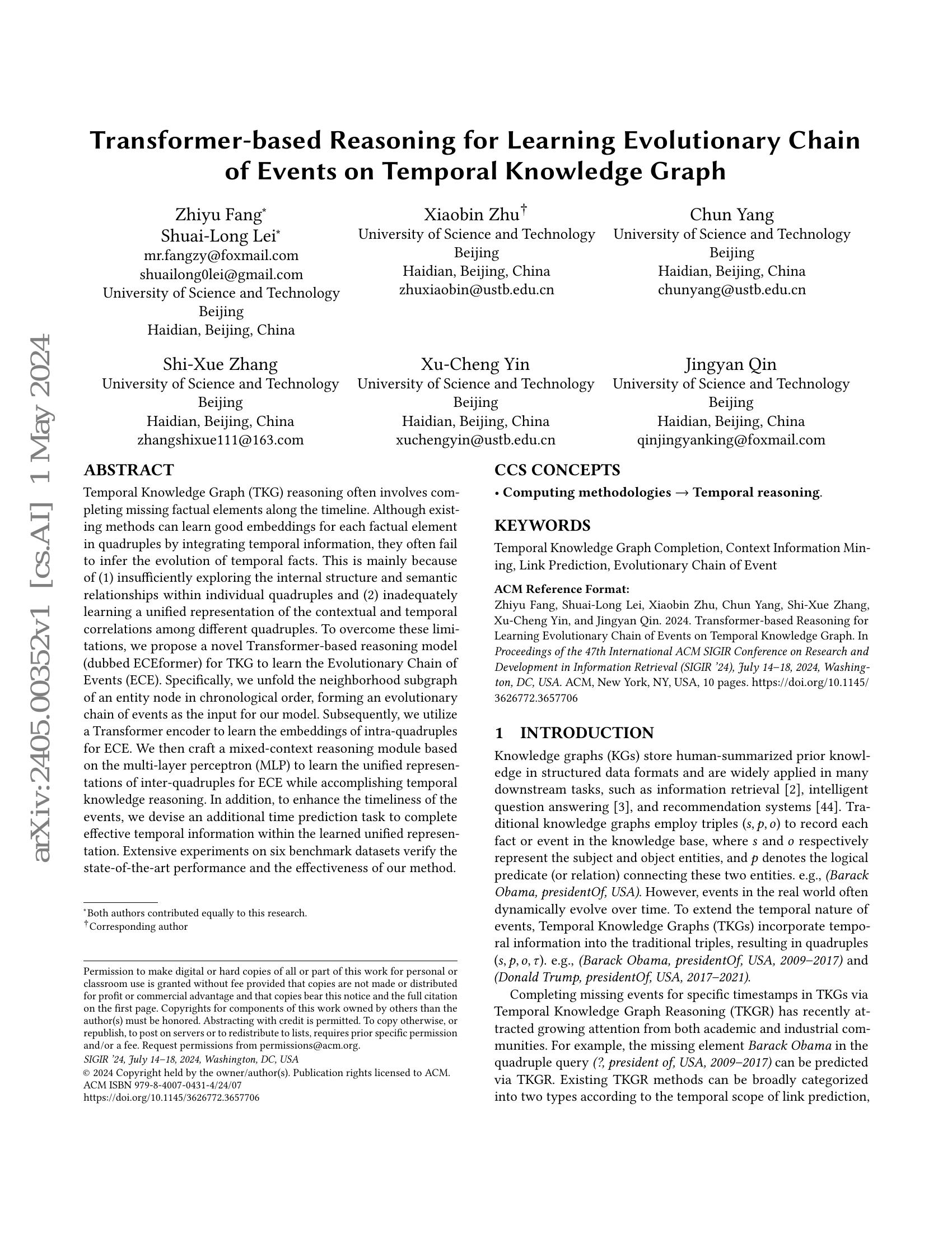 Transformer-based Reasoning for Learning Evolutionary Chain of Events ...