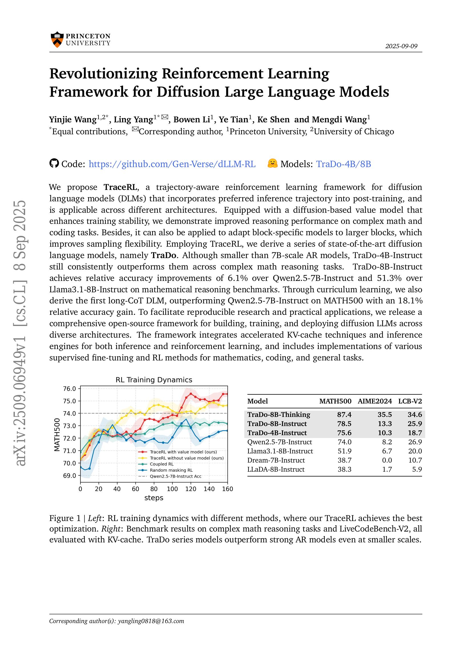 Revolutionizing Reinforcement Learning Framework for Diffusion Large Language Models - 智源社区论文