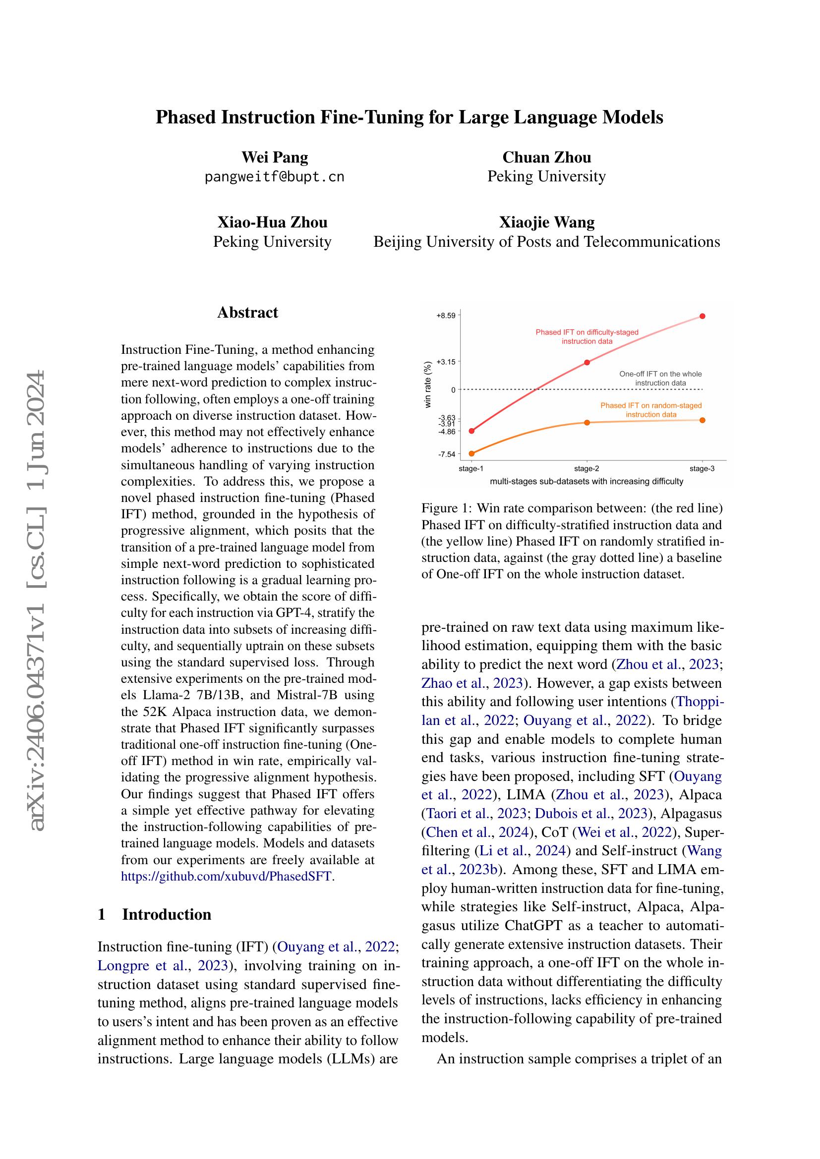 Phased Instruction Fine-Tuning for Large Language Models - 智源社区论文