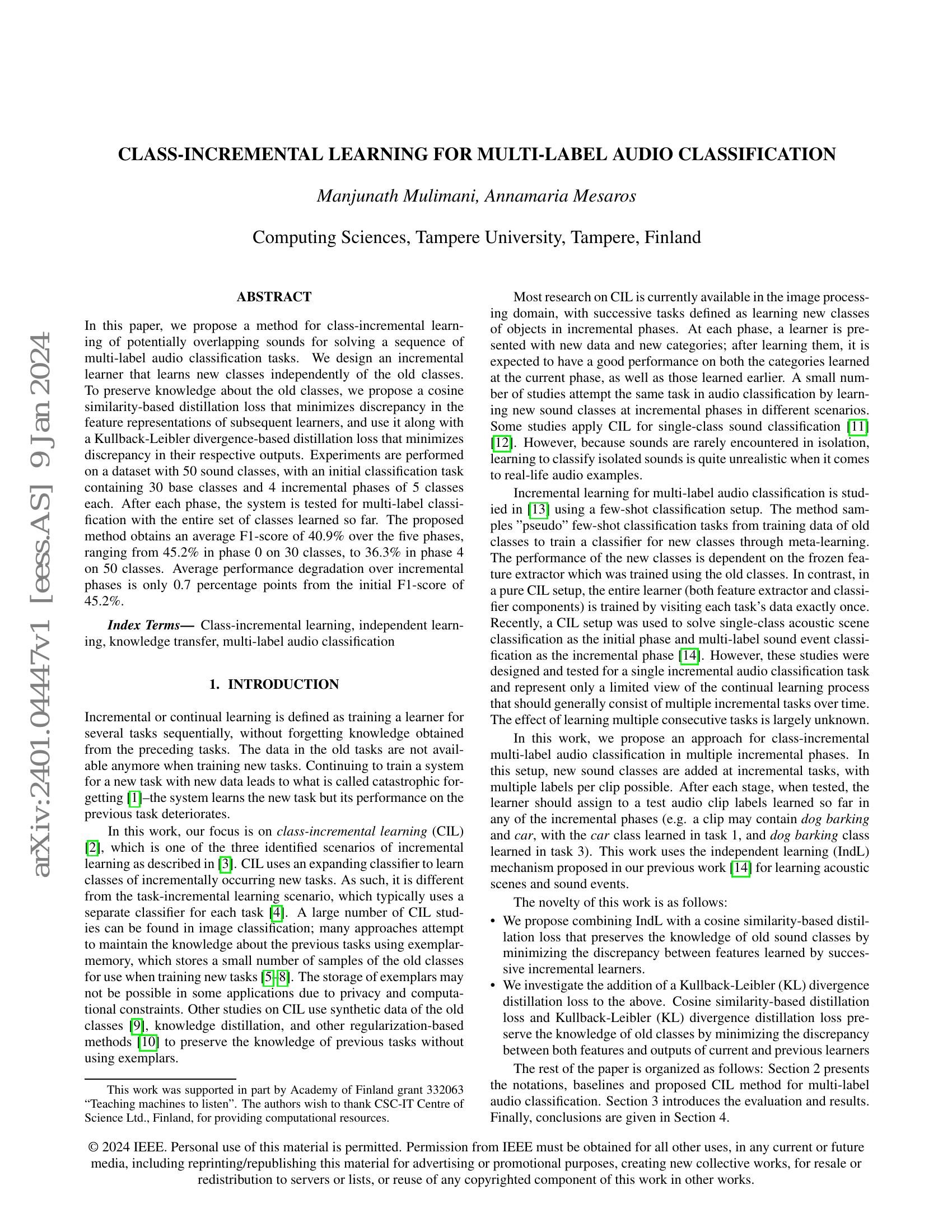 Class-Incremental Learning for Multi-Label Audio Classification - 智源社区论文