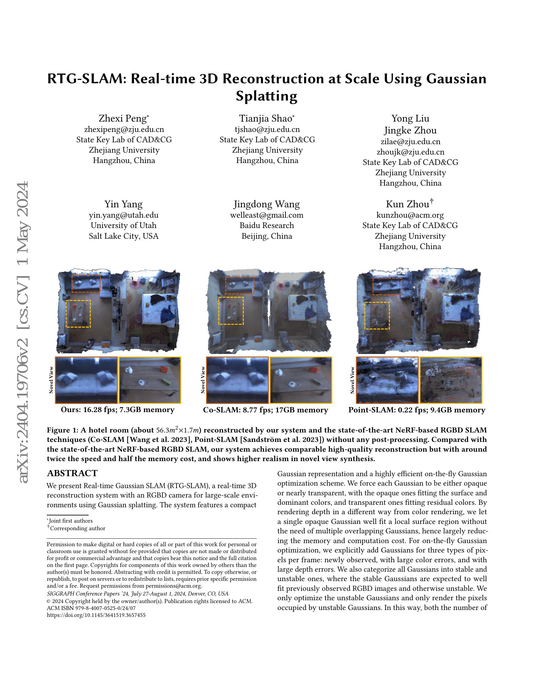 RTG-SLAM: Real-time 3D Reconstruction at Scale using Gaussian Splatting ...