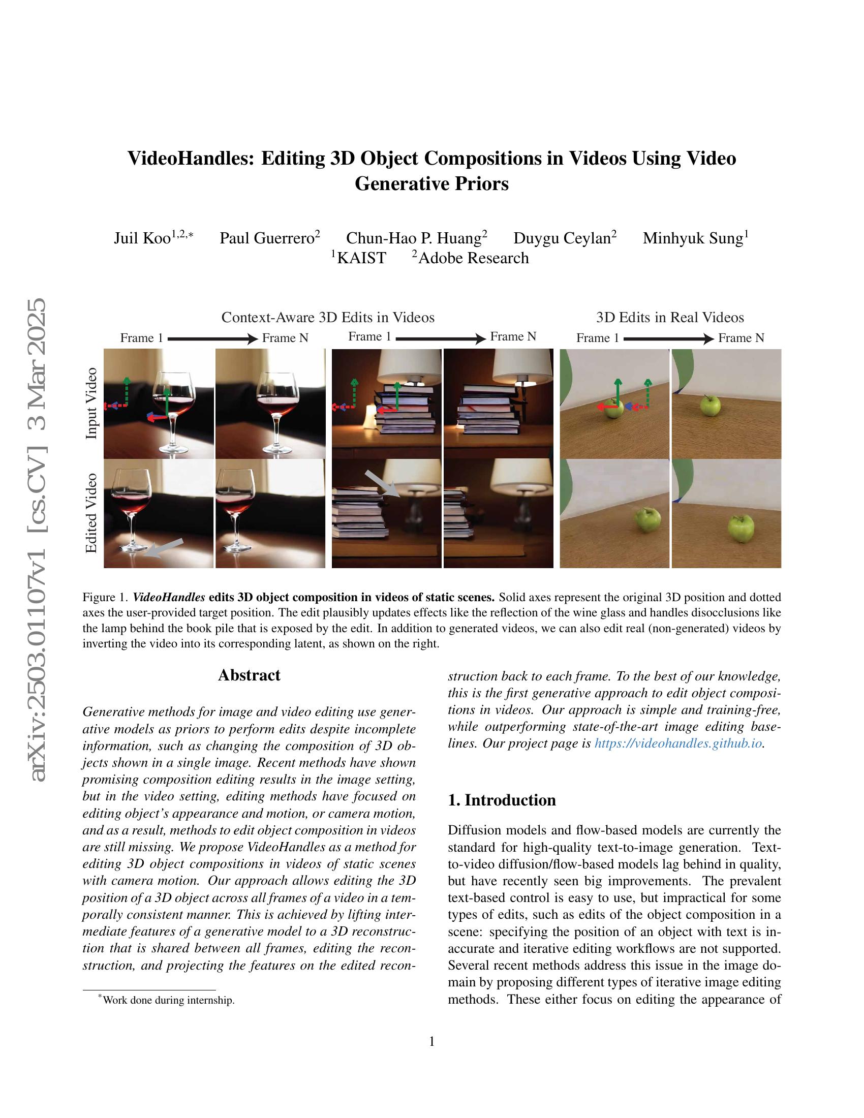 VideoHandles: Editing 3D Object Compositions in Videos Using Video ...