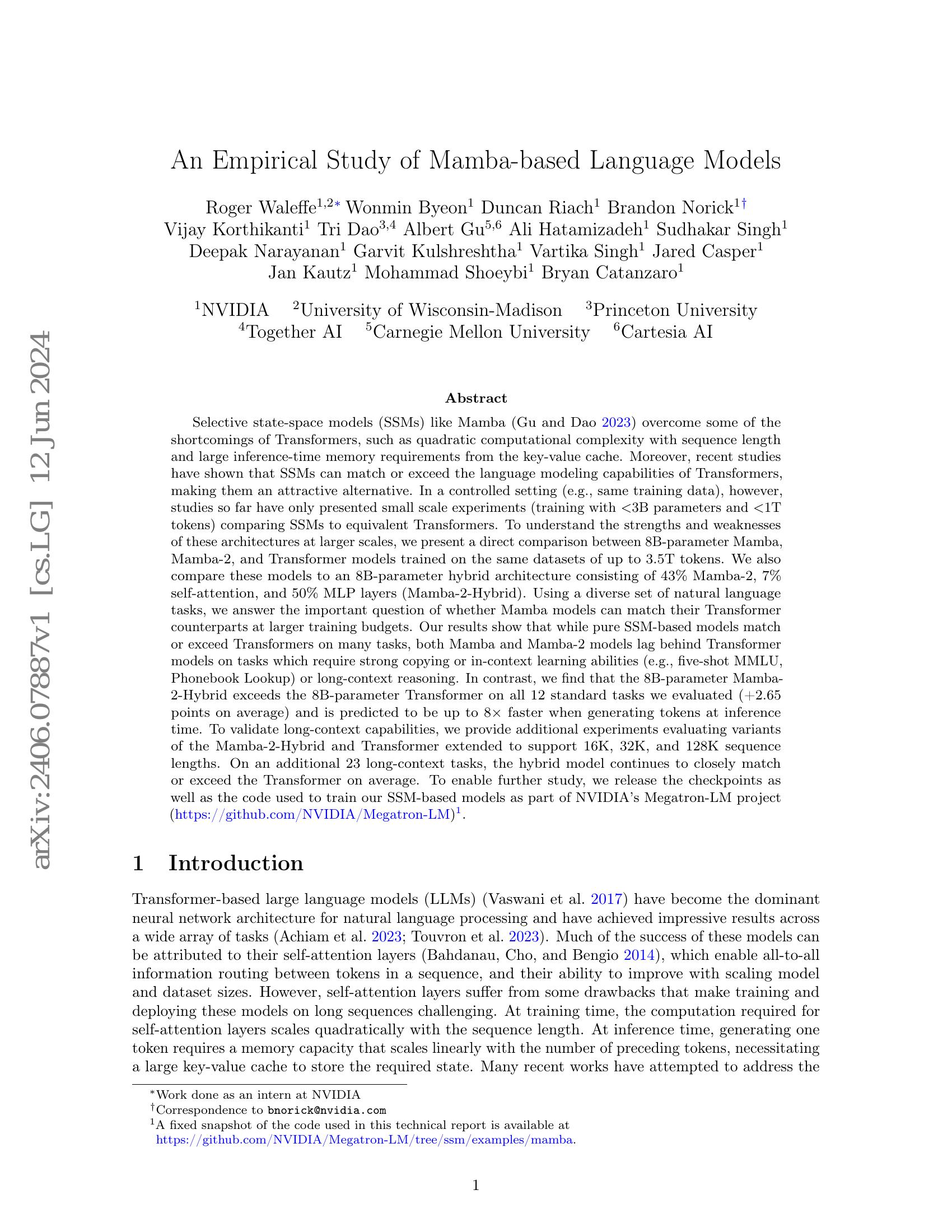An Empirical Study of Mamba-based Language Models - 智源社区论文