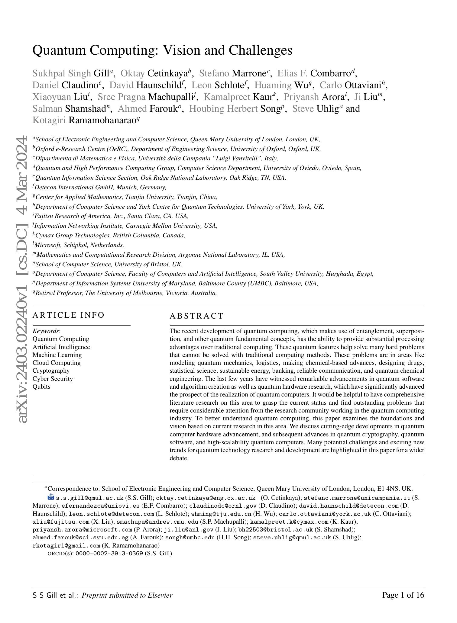 Quantum Computing: Vision and Challenges - 智源社区论文