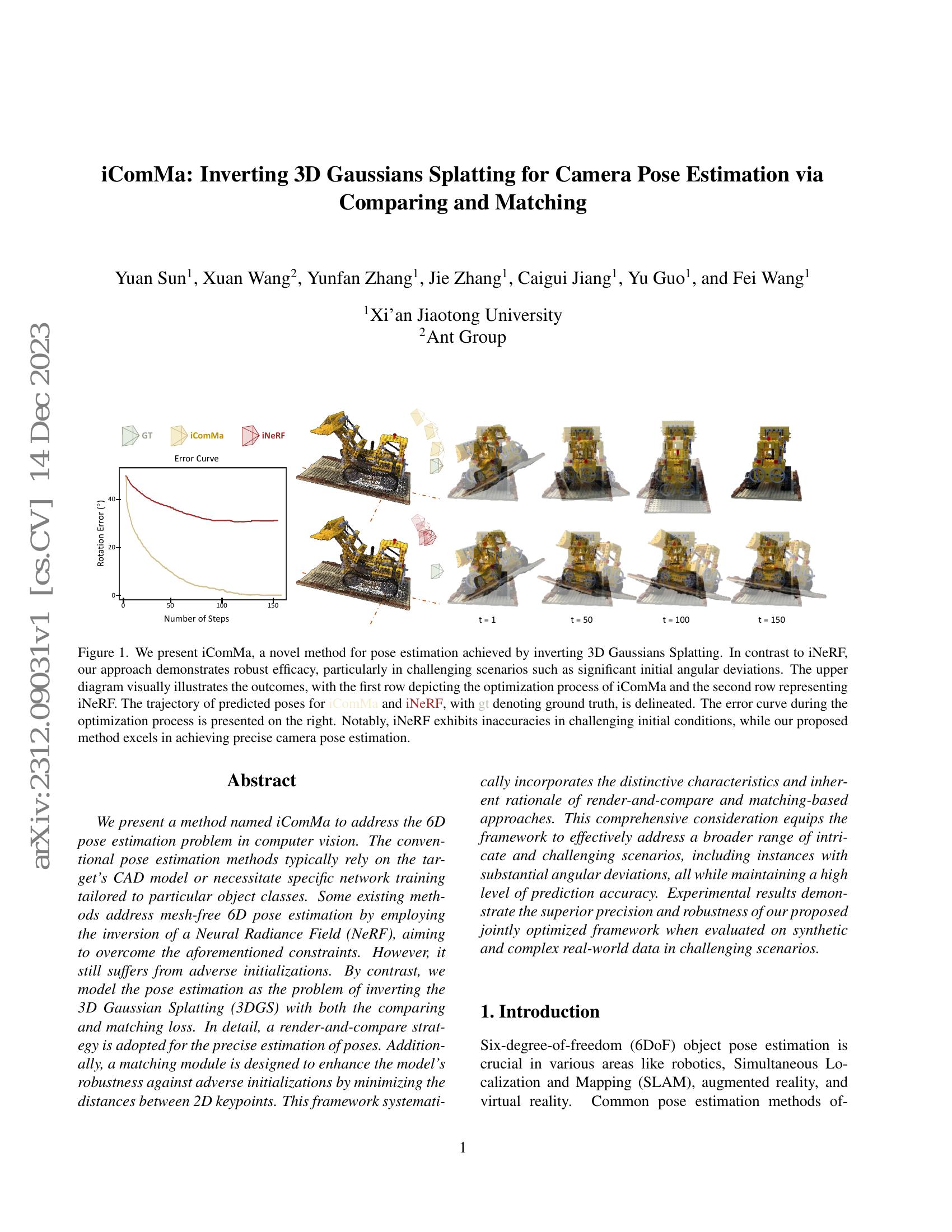 iComMa: Inverting 3D Gaussians Splatting for Camera Pose Estimation via ...