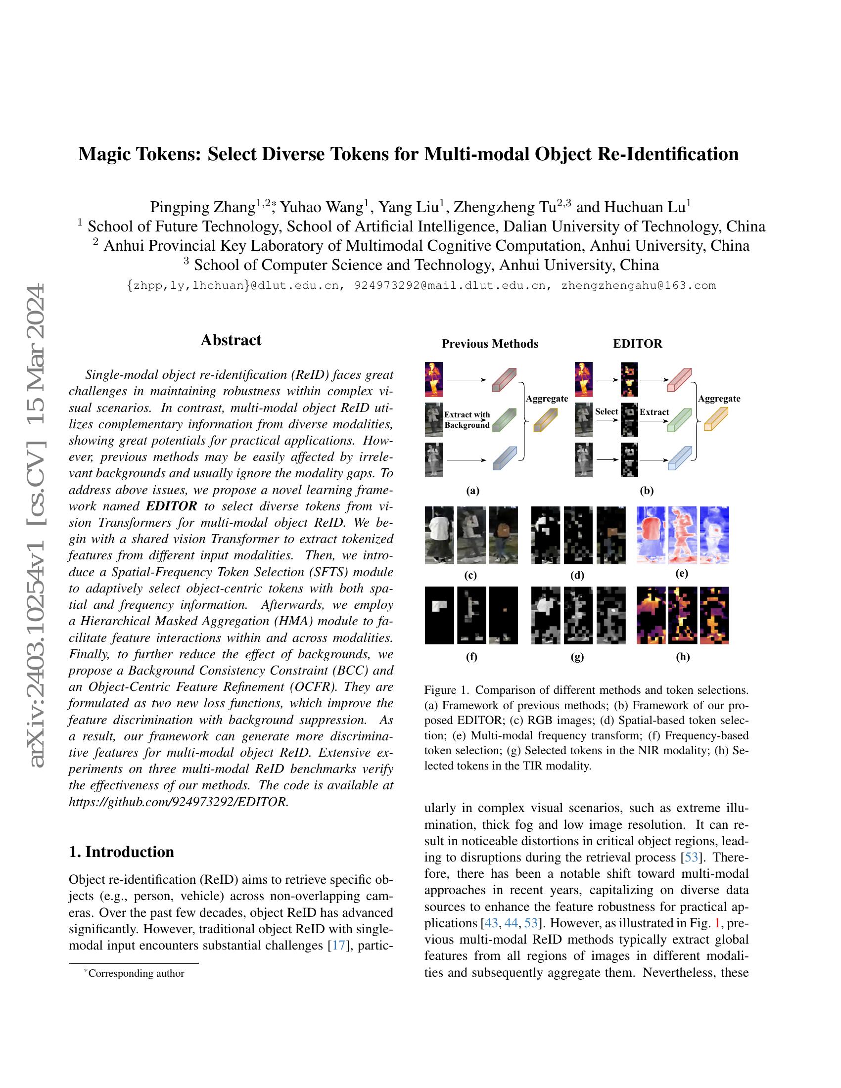 Magic Tokens: Select Diverse Tokens for Multi-modal Object Re ...