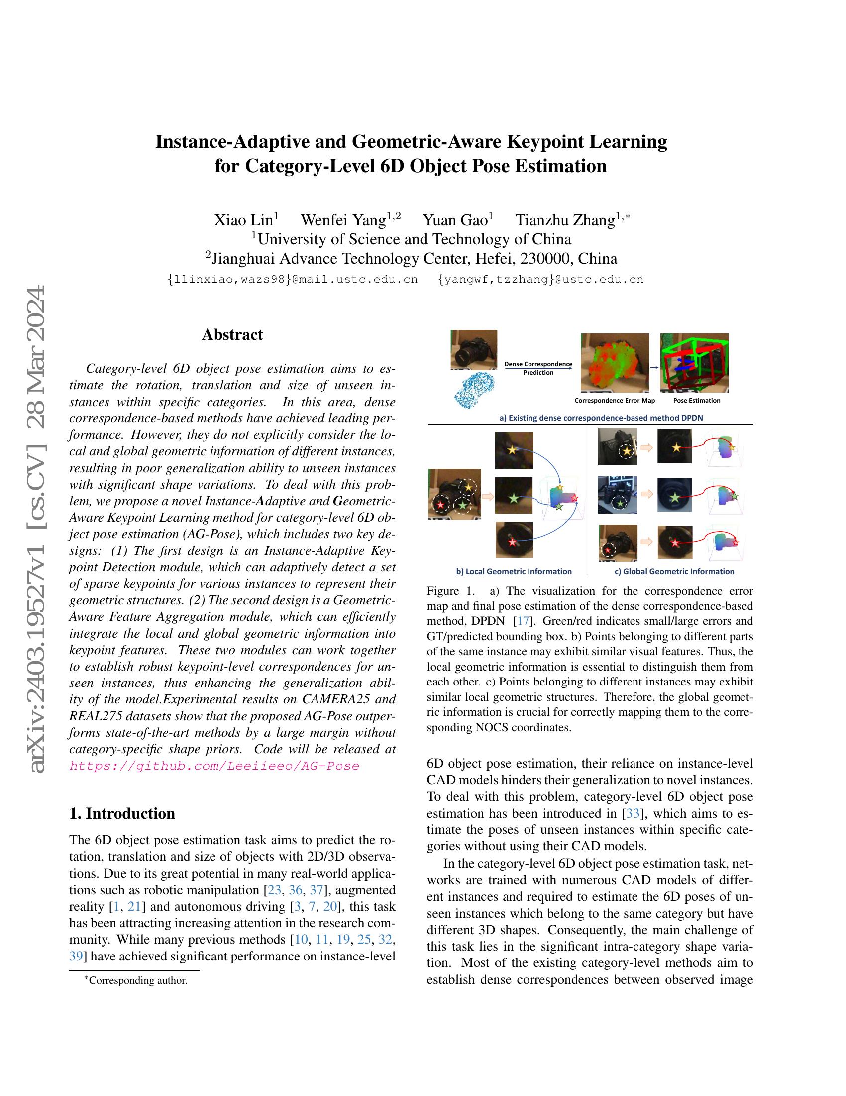 Instance-Adaptive and Geometric-Aware Keypoint Learning for Category-Level 6D Object Pose ...