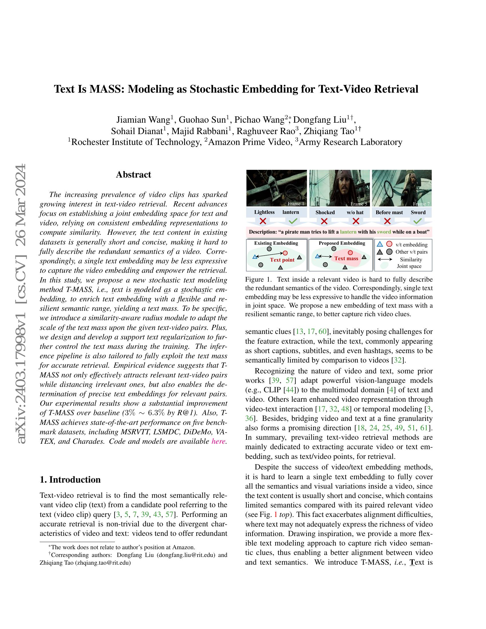 Text Is MASS: Modeling as Stochastic Embedding for Text-Video Retrieval - 智源社区论文