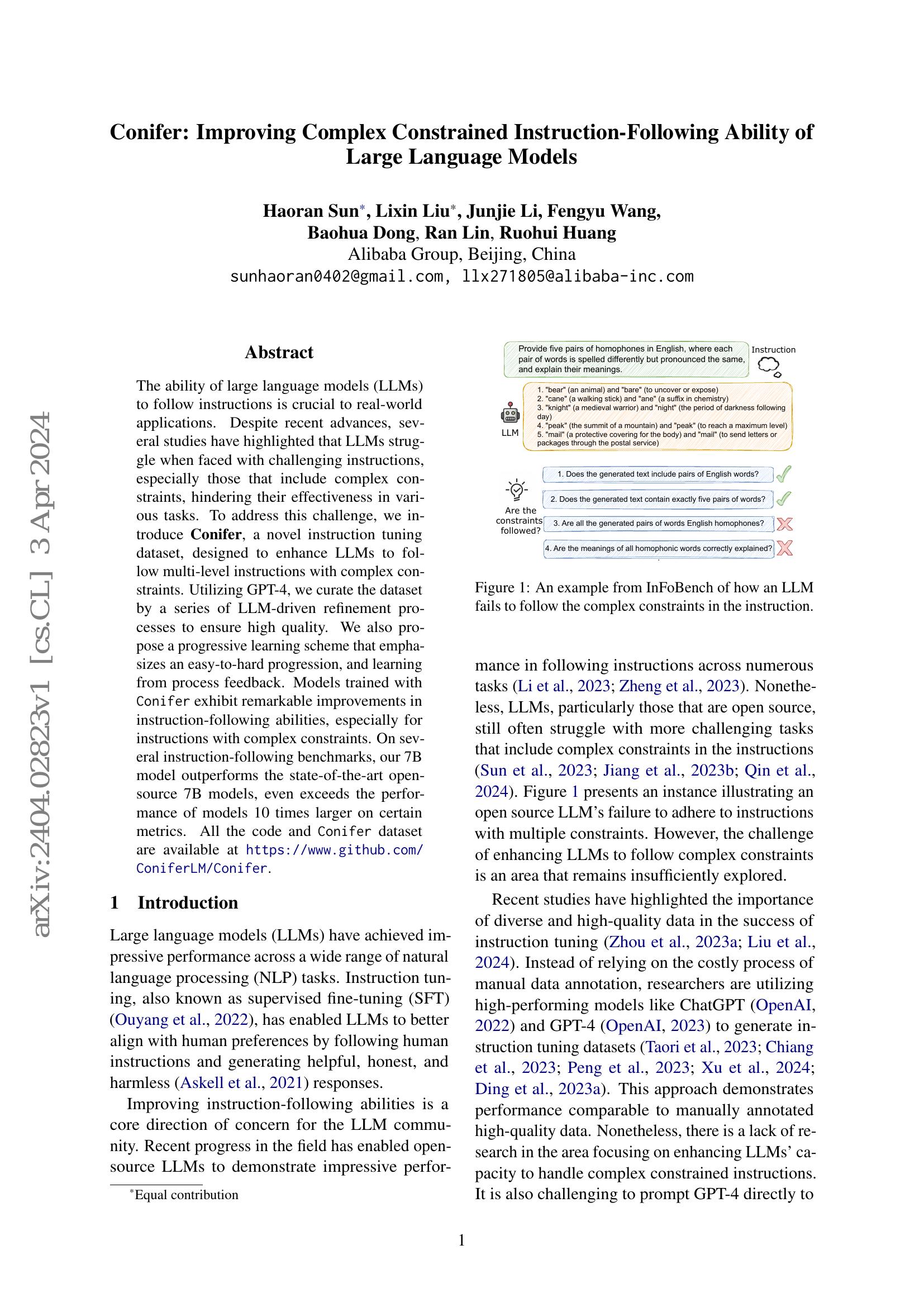 Conifer: Improving Complex Constrained Instruction-Following Ability of Large Language Models ...