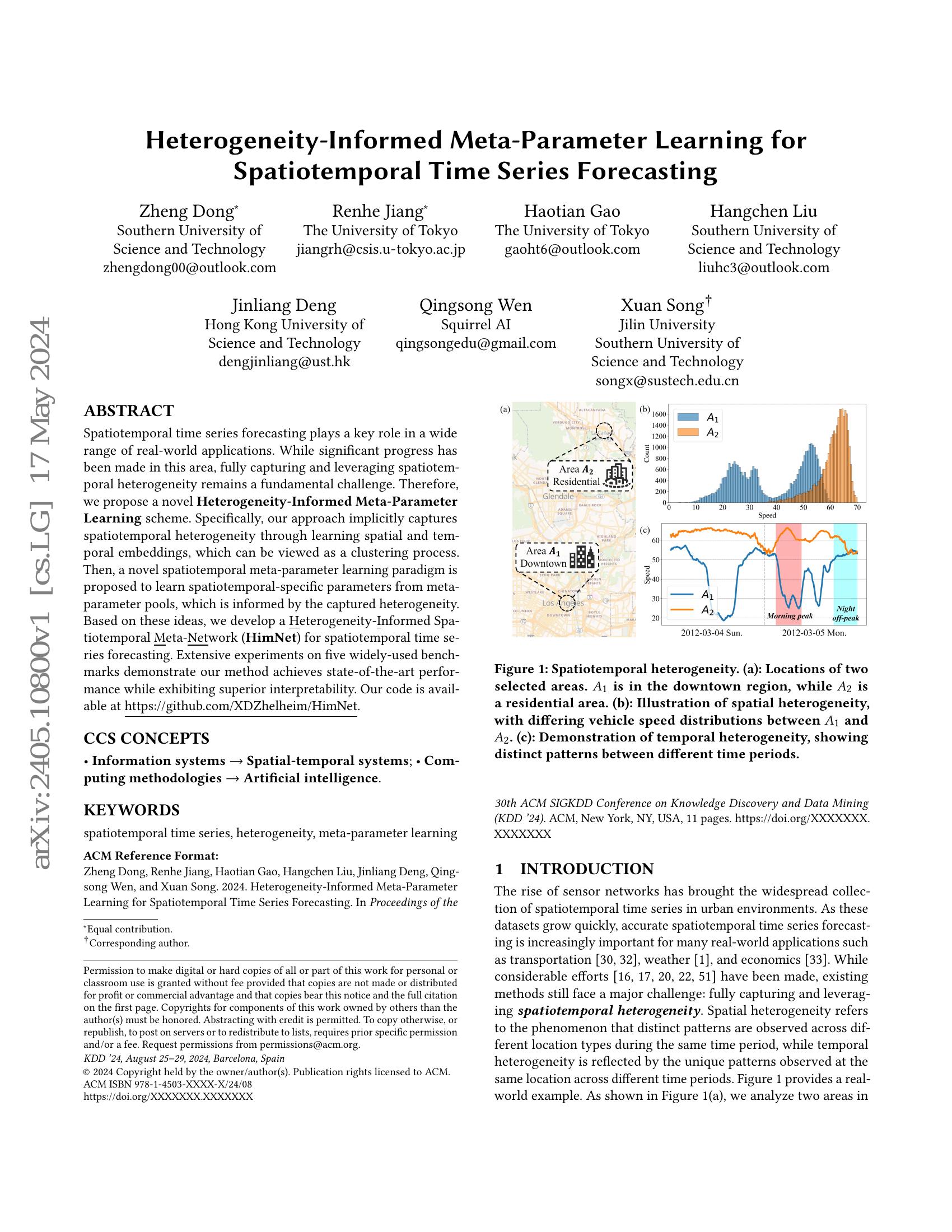 Heterogeneity-Informed Meta-Parameter Learning for Spatiotemporal Time Series Forecasting - 智源社区论文