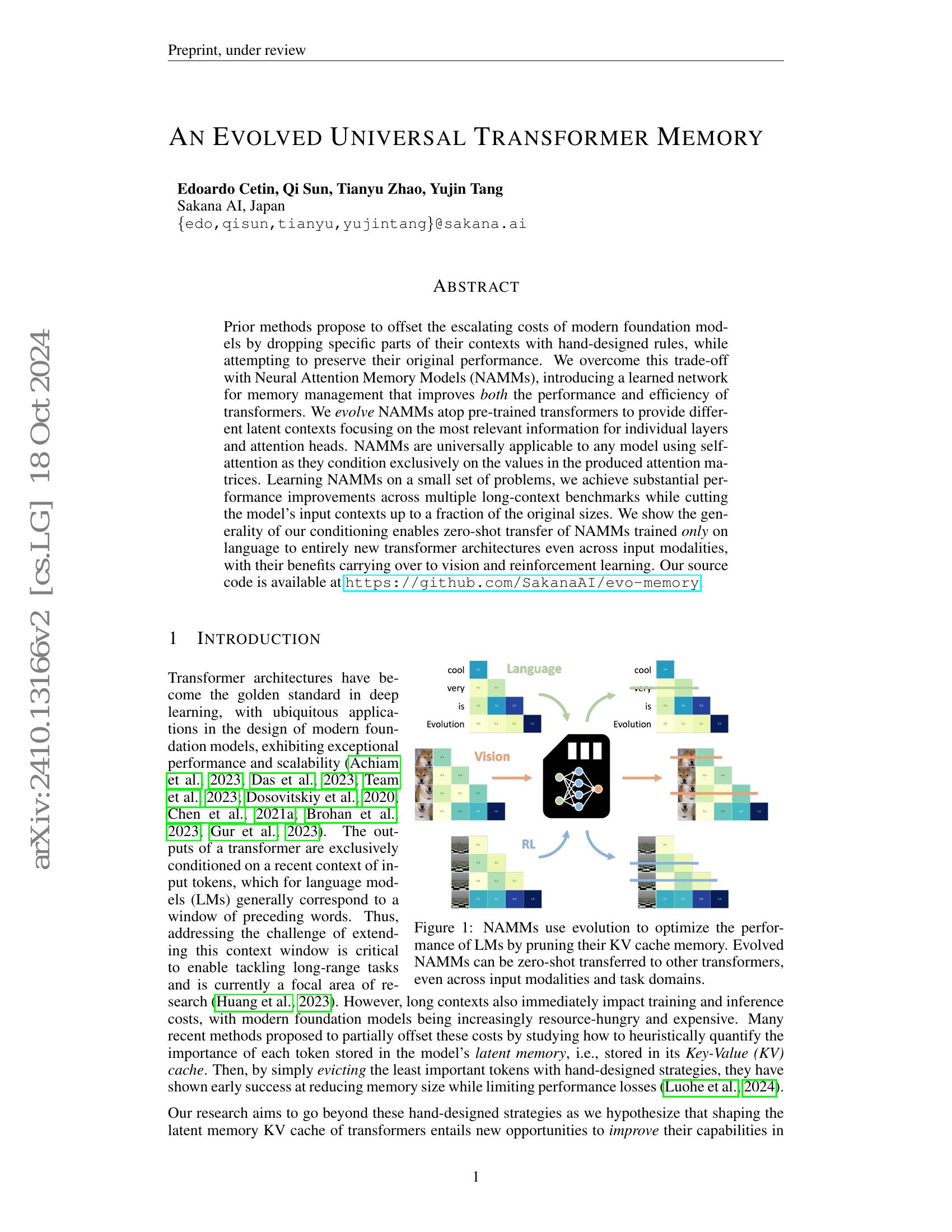 An Evolved Universal Transformer Memory - 智源社区论文