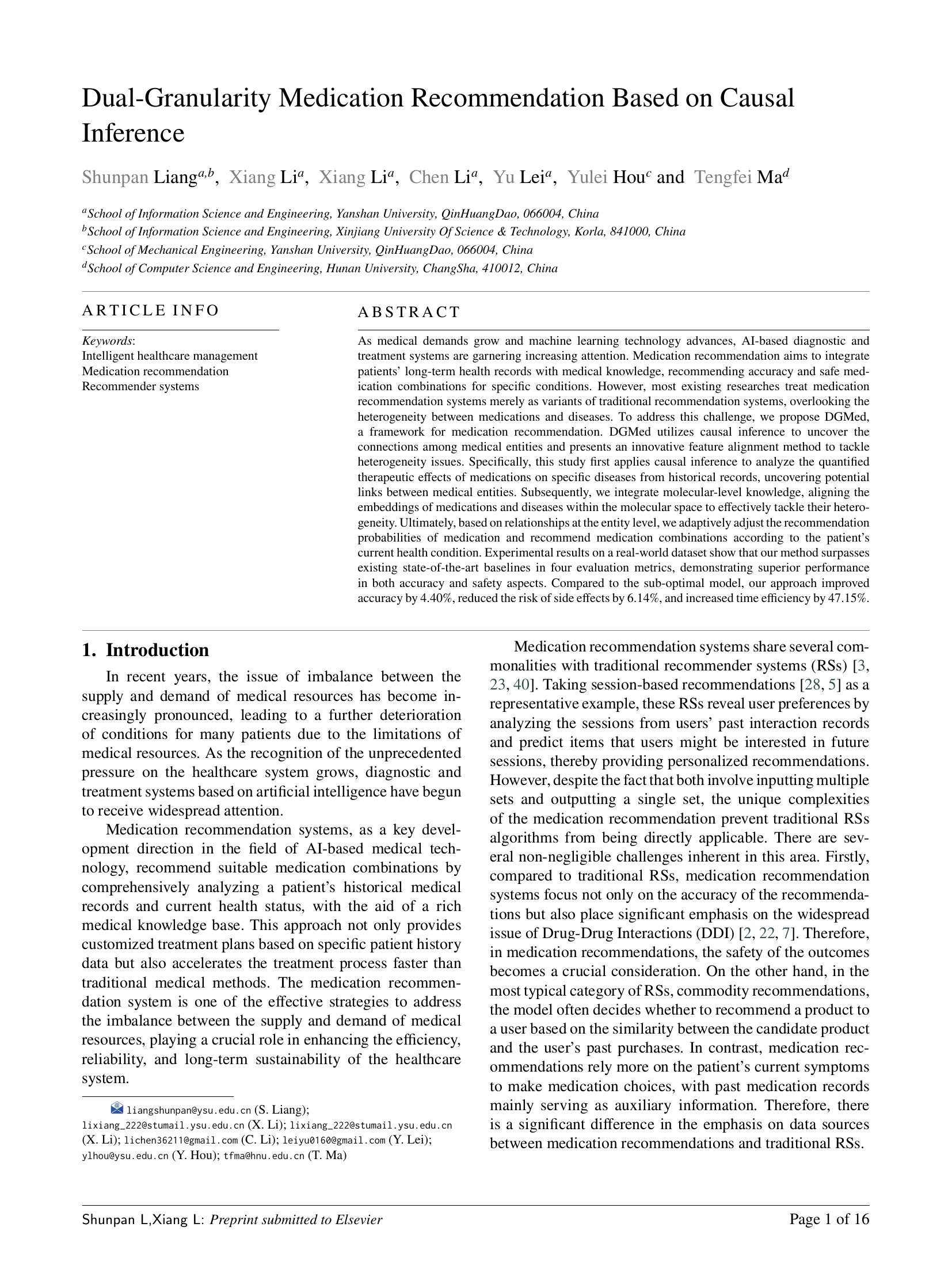 Dual-Granularity Medication Recommendation Based on Causal Inference ...