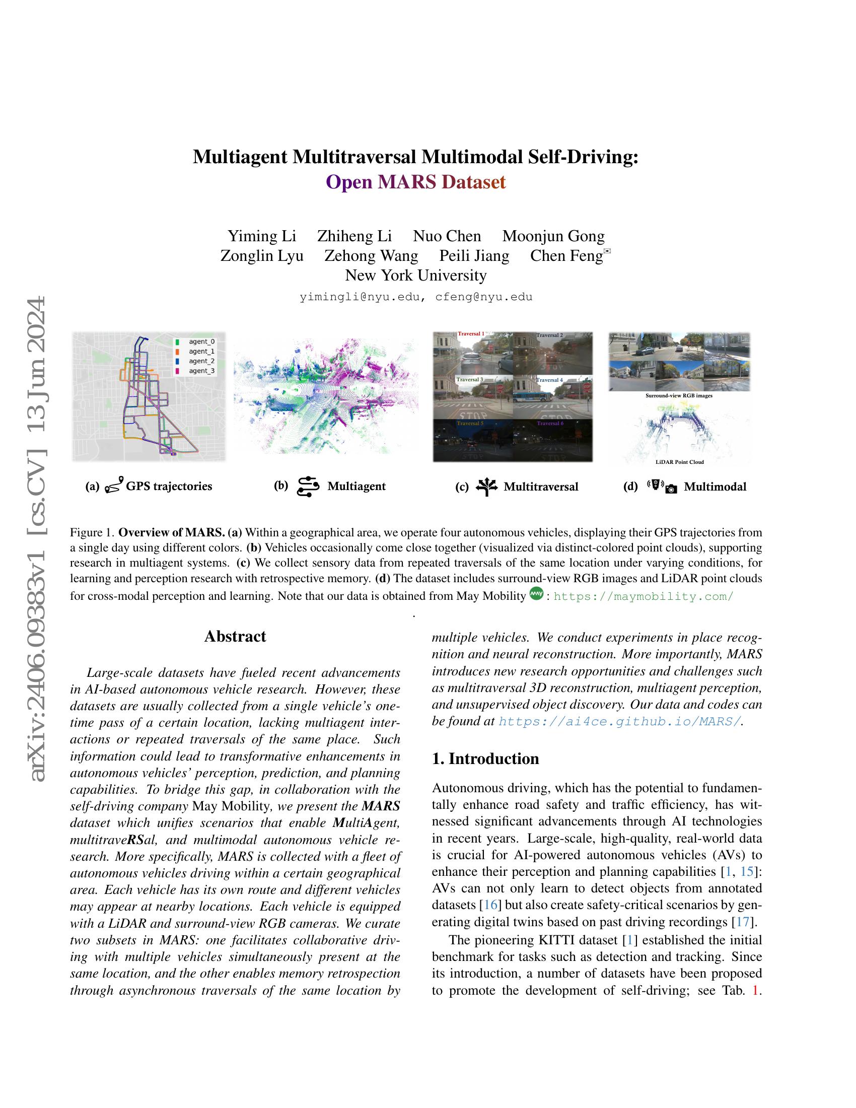 Multiagent Multitraversal Multimodal Self-Driving: Open MARS Dataset - 智源社区论文