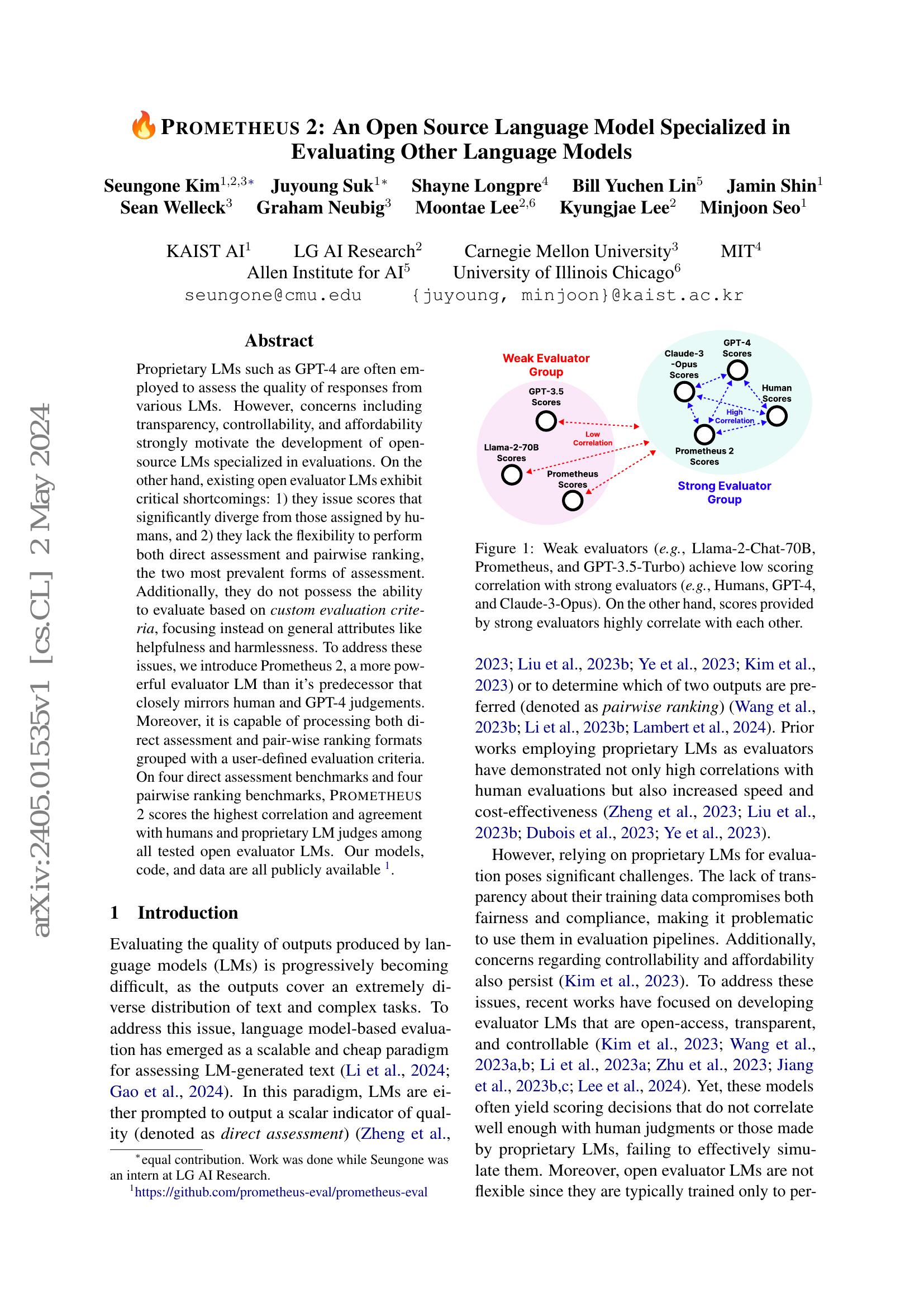 Prometheus 2: An Open Source Language Model Specialized in Evaluating Other Language Models - 智源社区论文