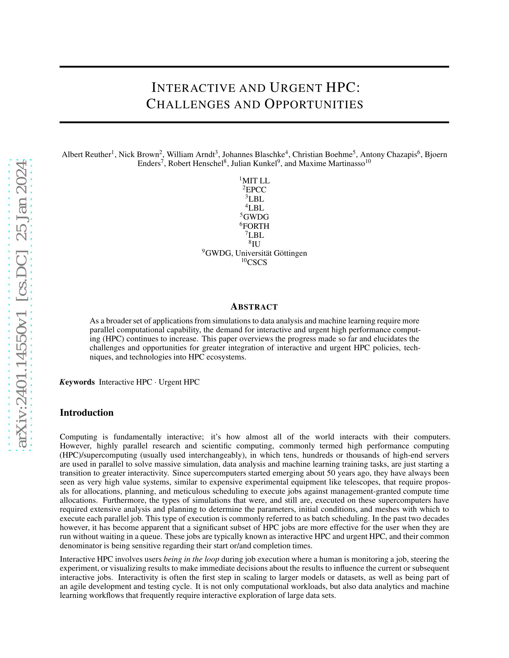 Interactive and Urgent HPC: Challenges and Opportunities - 智源社区论文