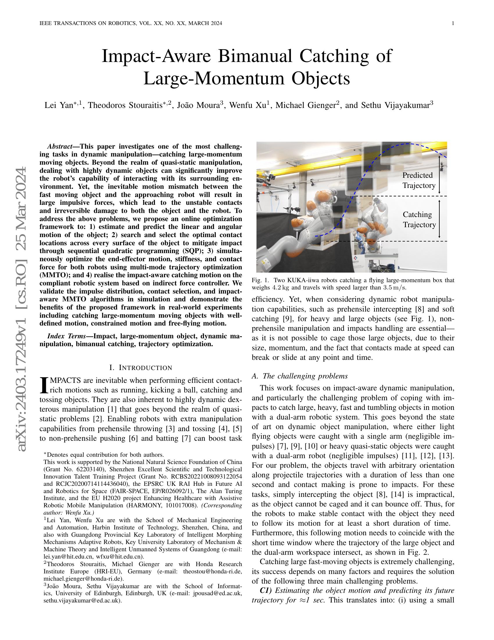 Impact-Aware Bimanual Catching of Large-Momentum Objects - 智源社区论文