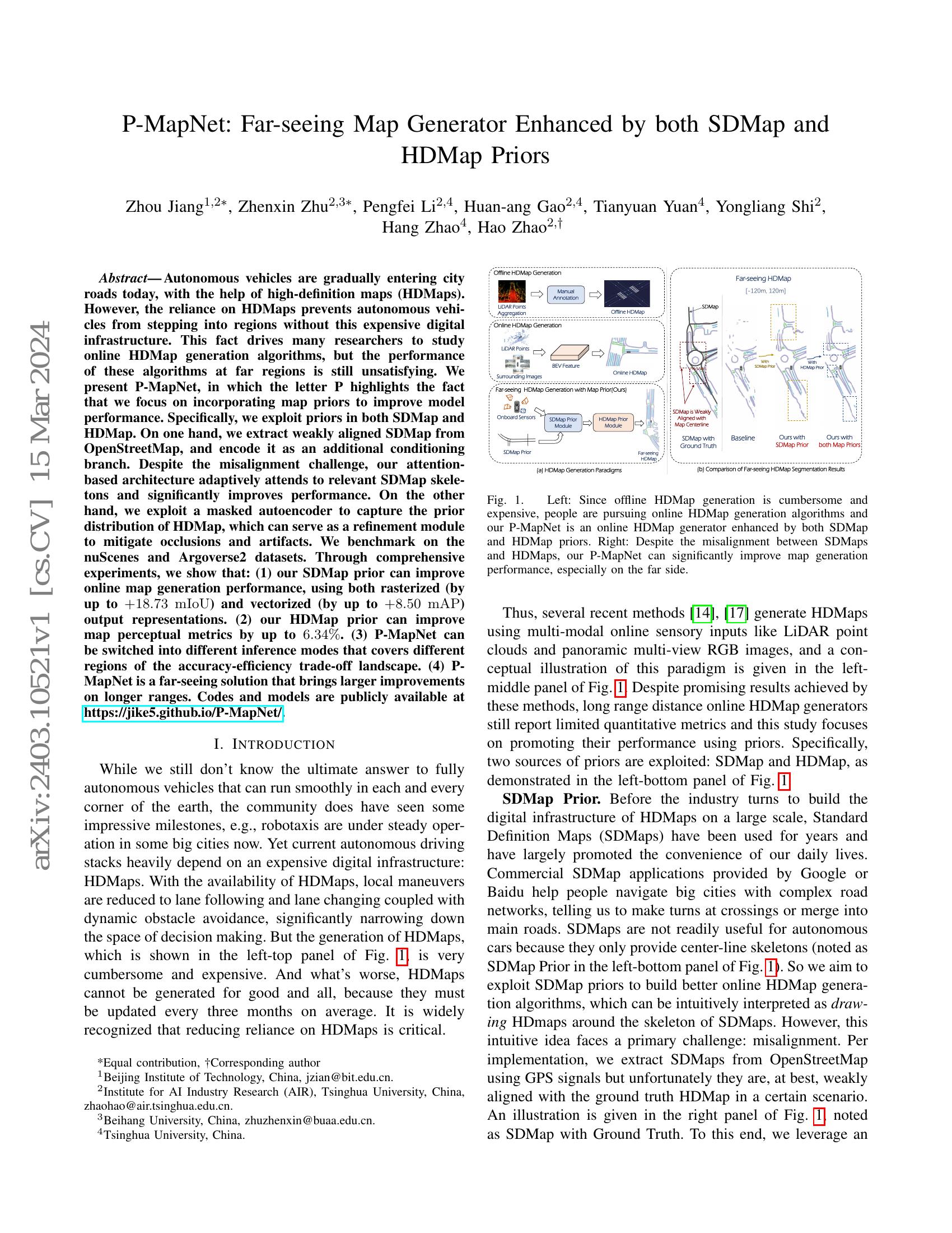 P-MapNet: Far-seeing Map Generator Enhanced by both SDMap and HDMap Priors - 智源社区论文