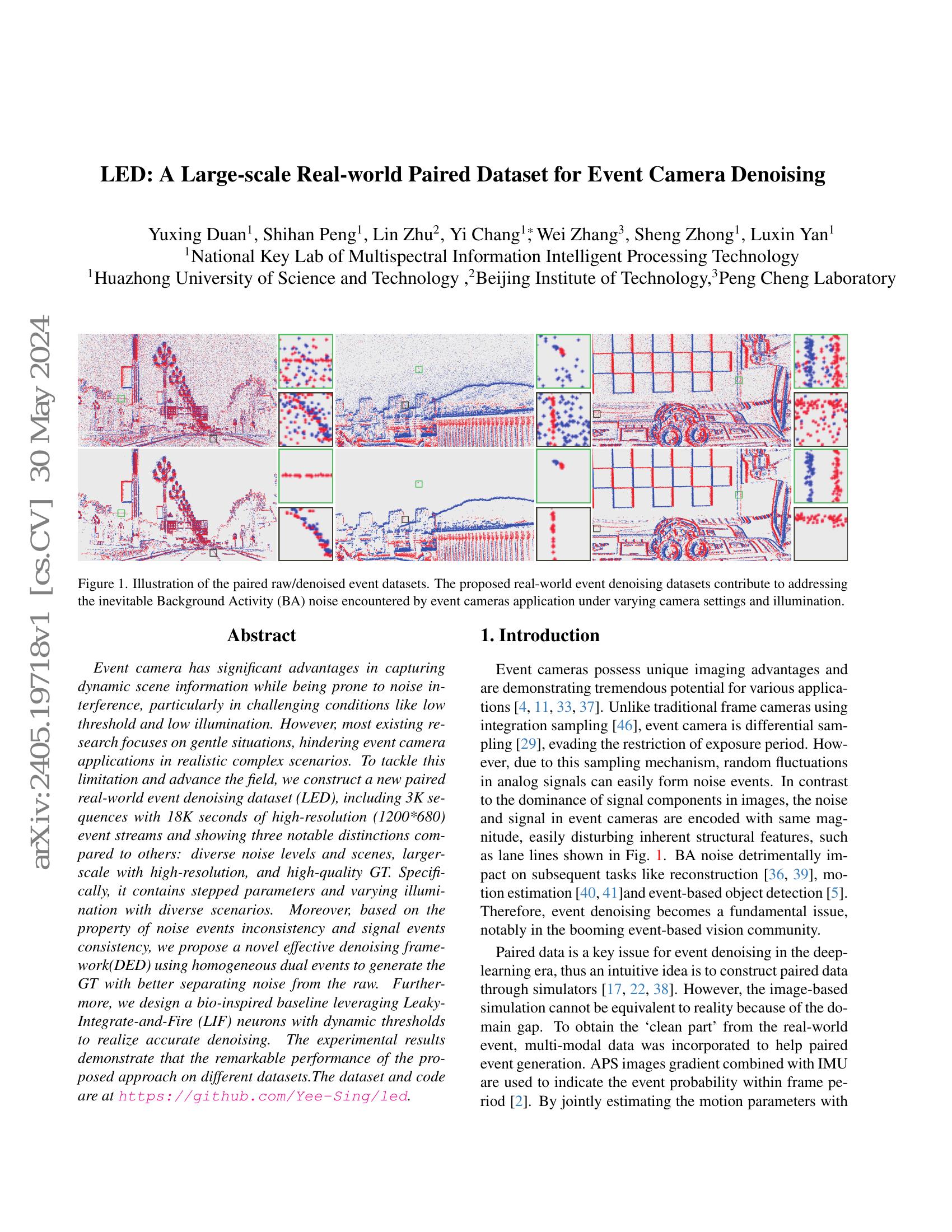 LED: A Large-scale Real-world Paired Dataset for Event Camera Denoising - 智源社区论文