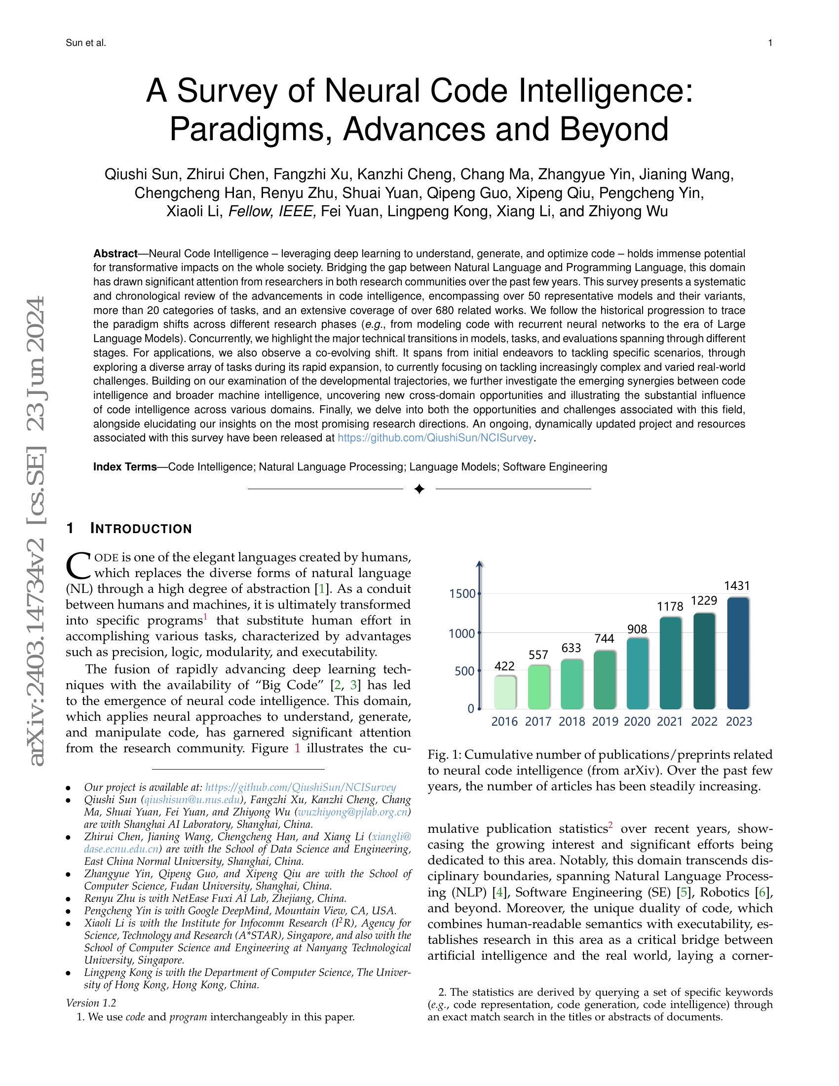 A Survey of Neural Code Intelligence: Paradigms, Advances and Beyond ...