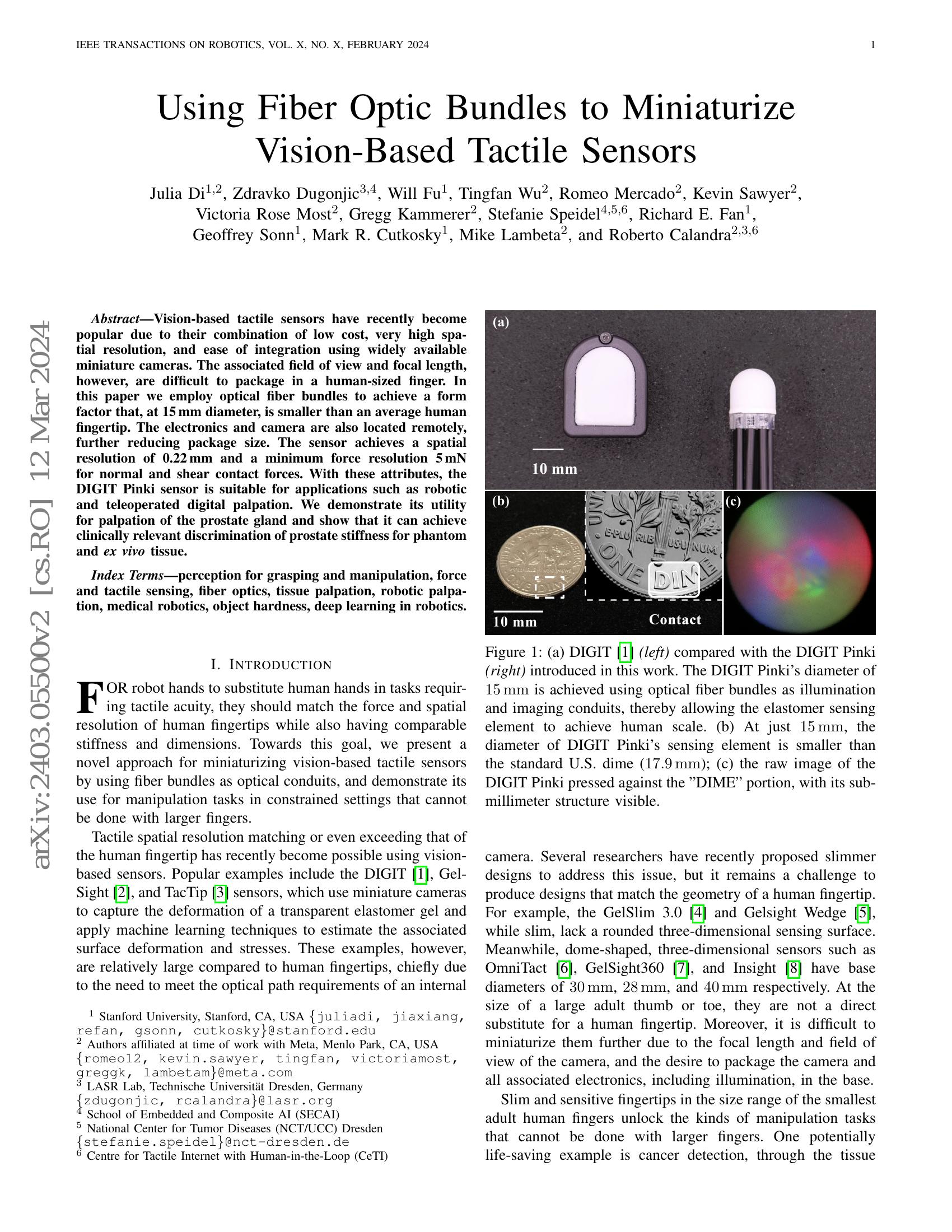 Using Fiber Optic Bundles to Miniaturize Vision-Based Tactile Sensors ...