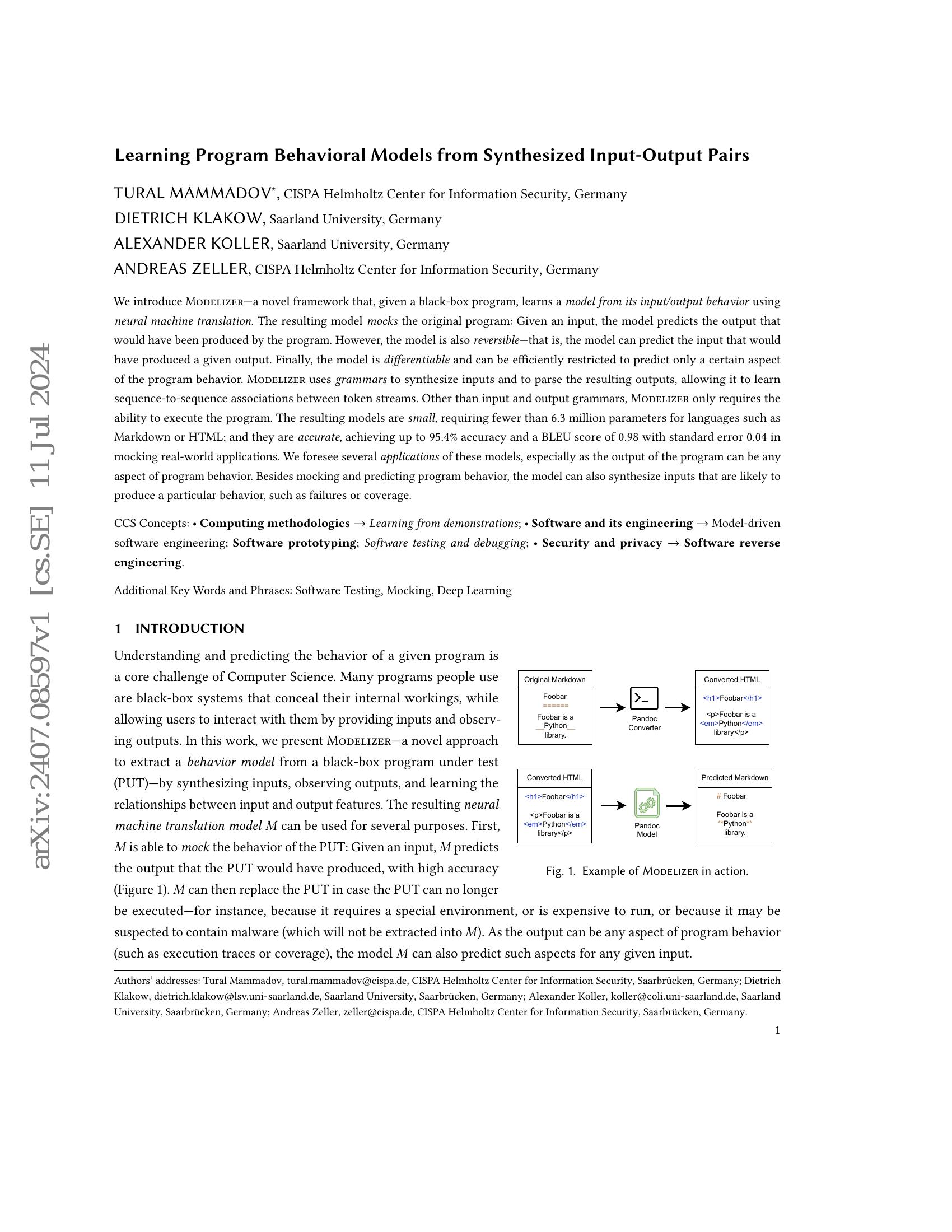Learning Program Behavioral Models from Synthesized Input-Output Pairs - 智源社区论文