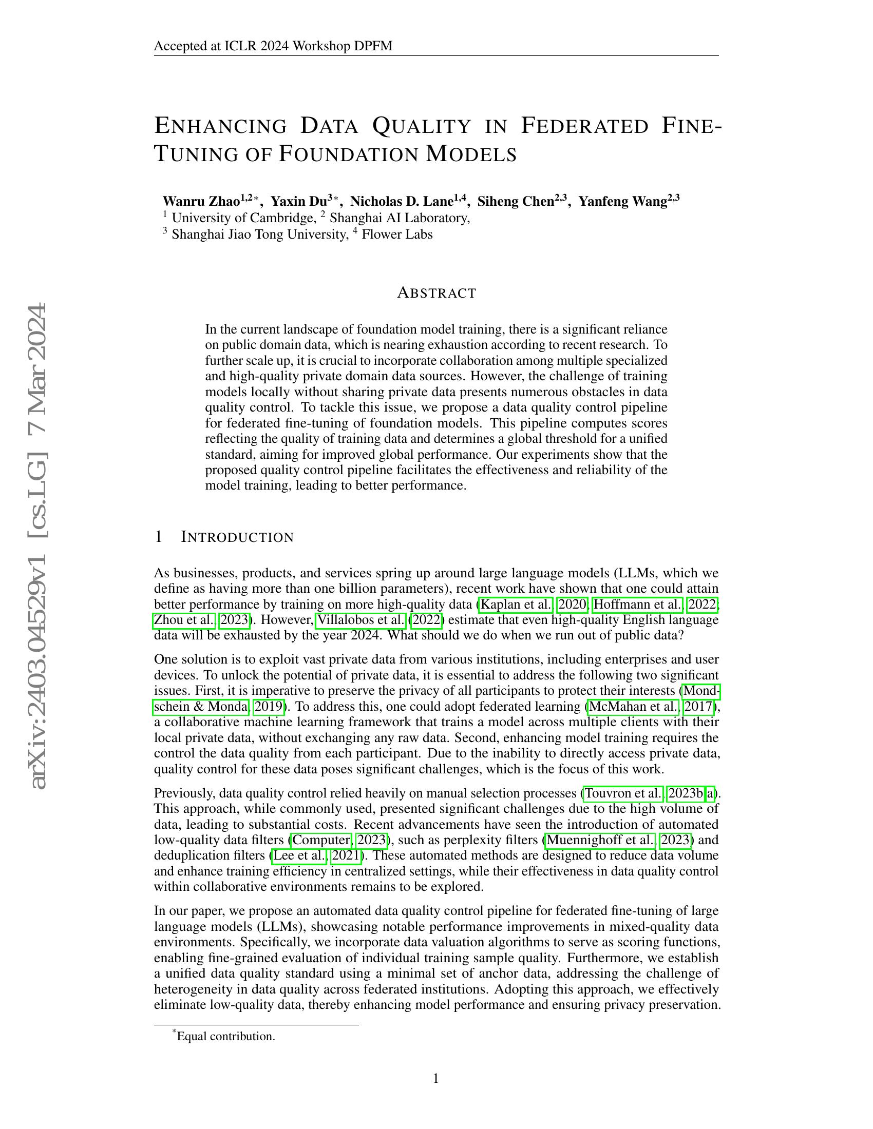 Enhancing Data Quality in Federated Fine-Tuning of Foundation Models ...