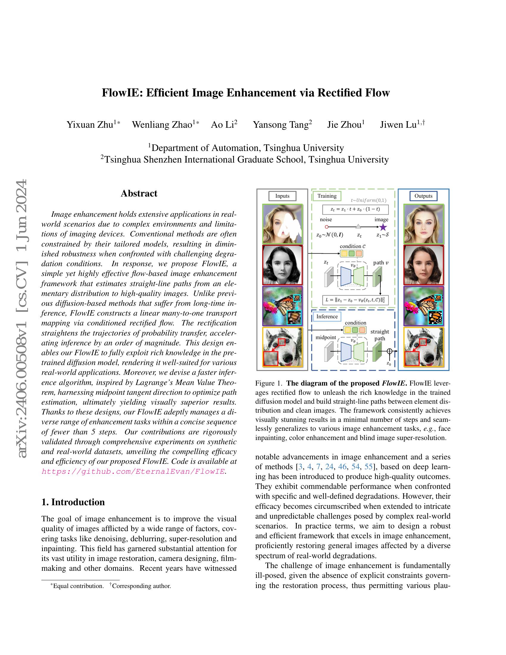 FlowIE: Efficient Image Enhancement via Rectified Flow - 智源社区论文