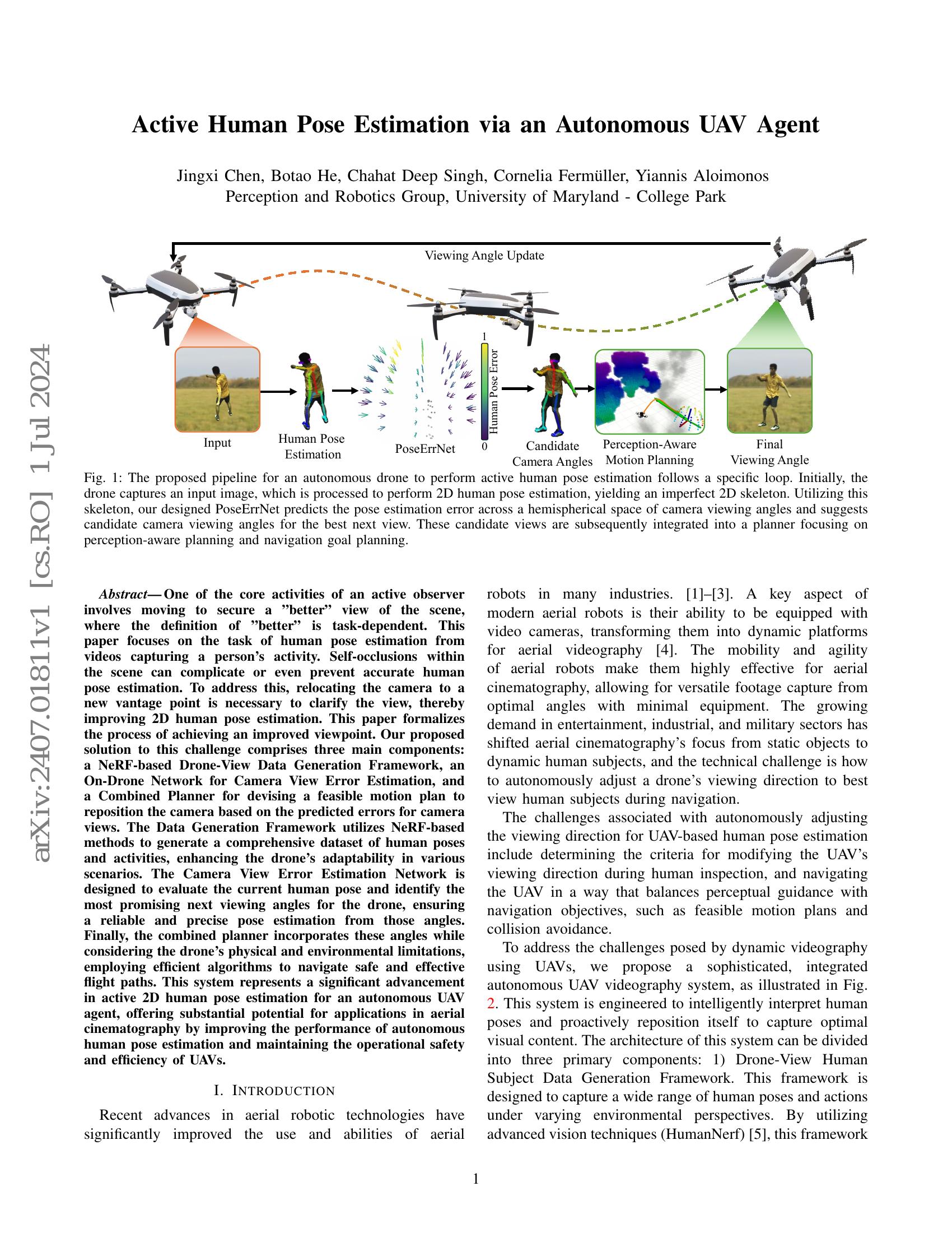 Active Human Pose Estimation via an Autonomous UAV Agent - 智源社区论文