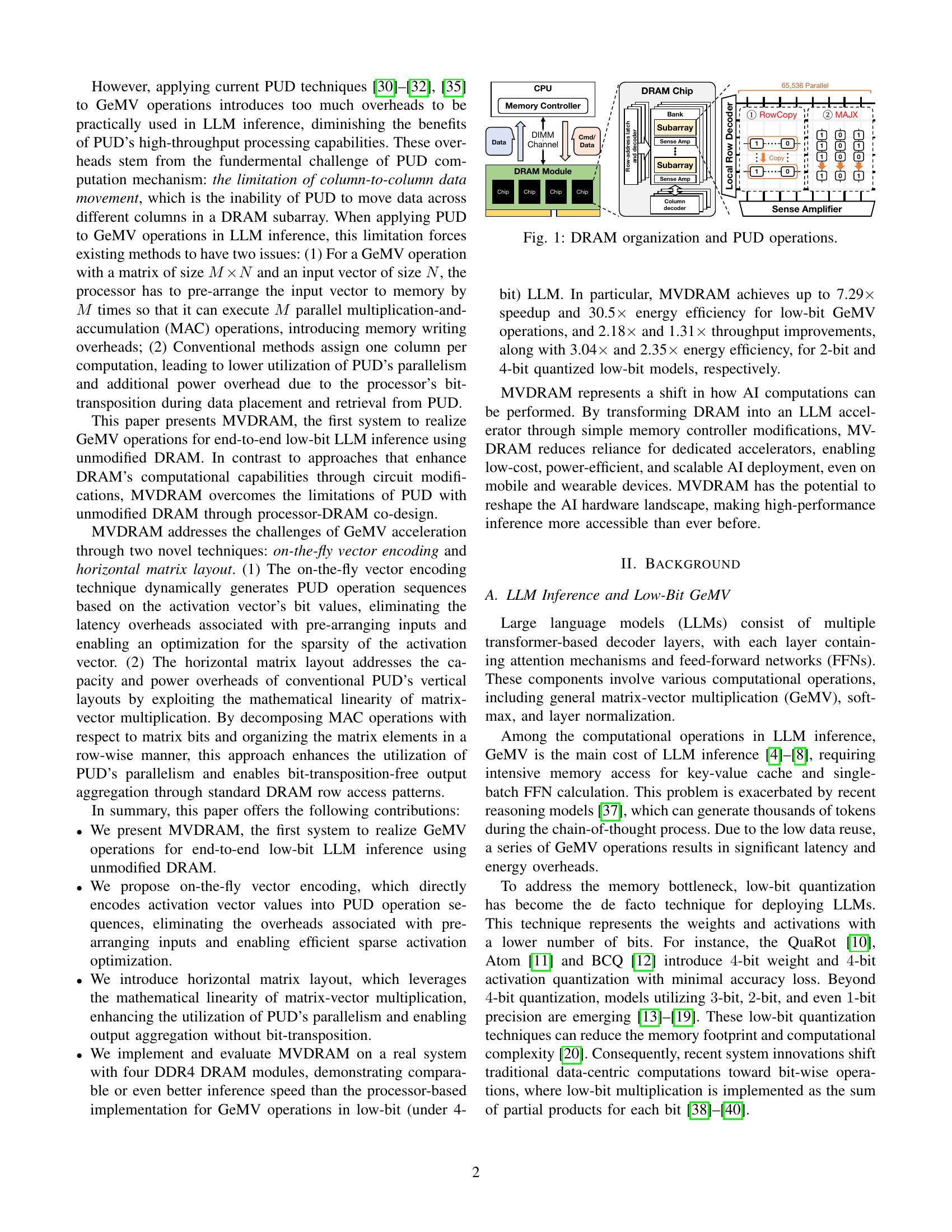 MVDRAM: Enabling GeMV Execution in Unmodified DRAM for Low-Bit LLM Acceleration - 智源社区论文