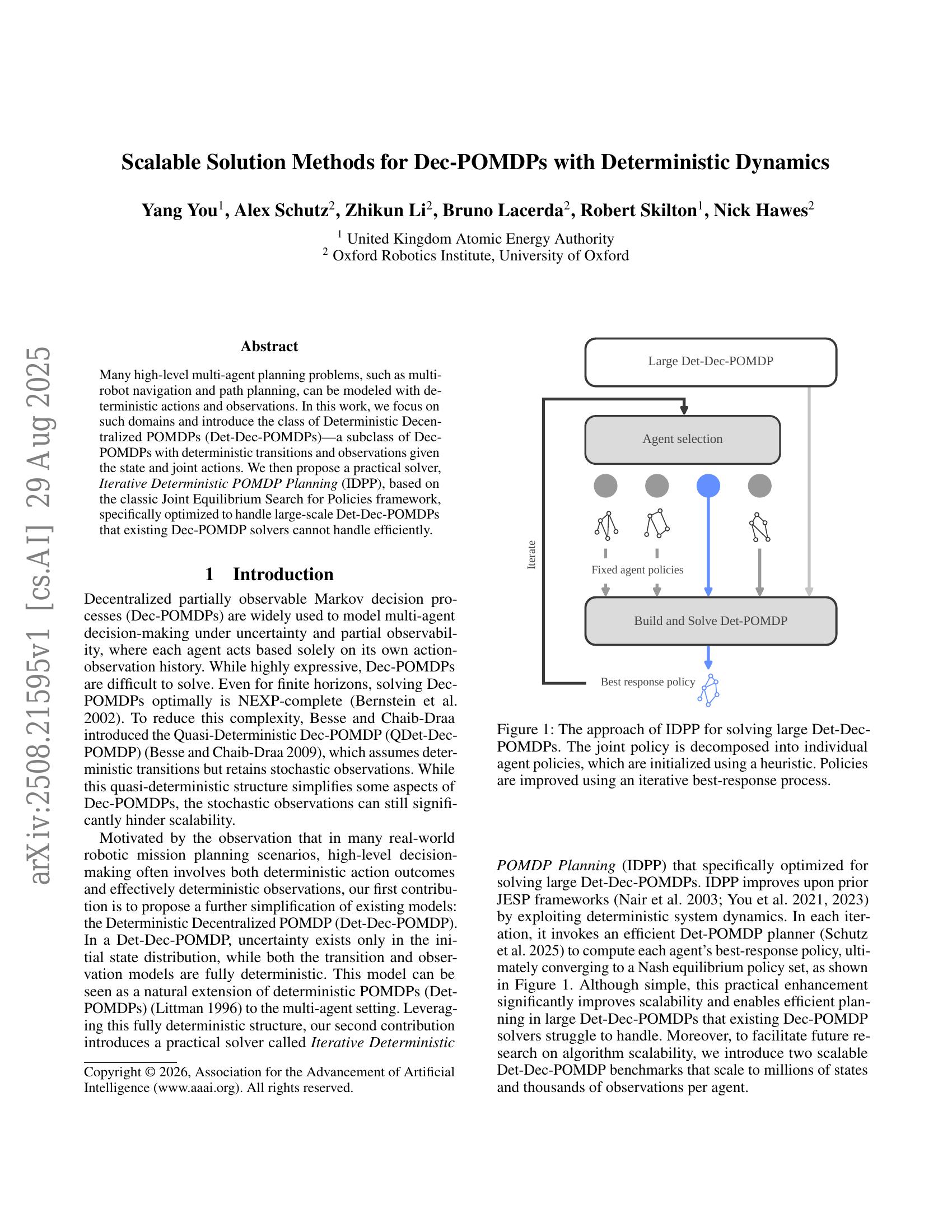 Scalable Solution Methods for Dec-POMDPs with Deterministic Dynamics ...