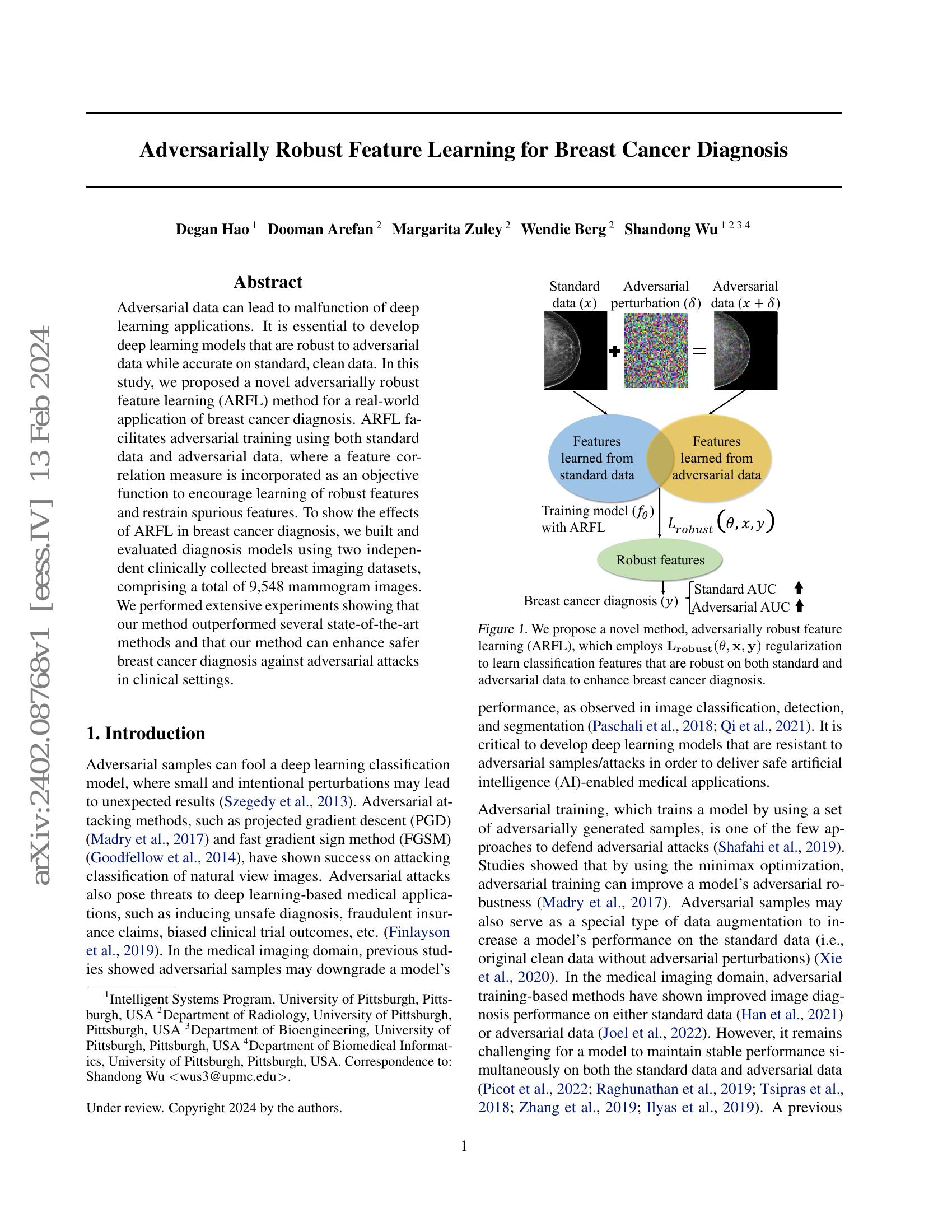 Adversarially Robust Feature Learning for Breast Cancer Diagnosis - 智源社区论文