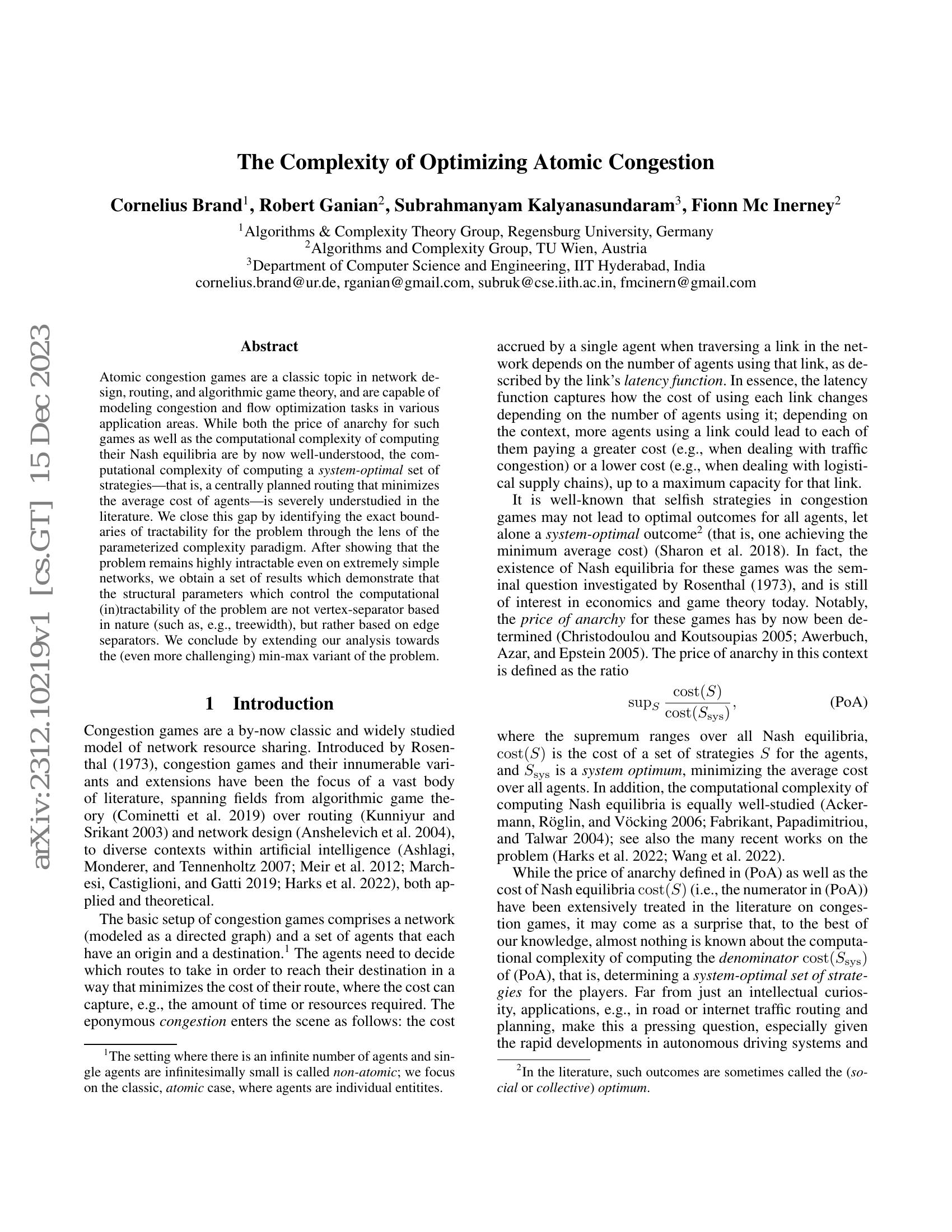 The Complexity of Optimizing Atomic Congestion - 智源社区论文